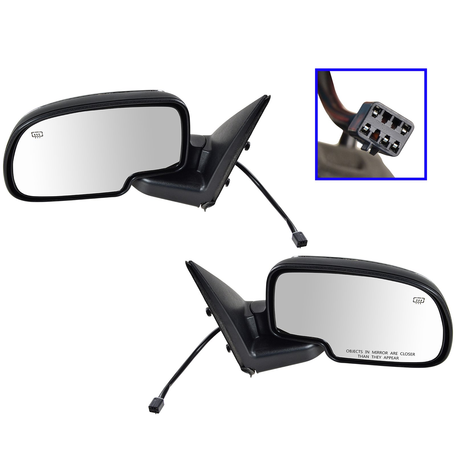 TRQ Chrome Heated Power Side View Mirrors LH RH Pair for Chevy GMC ...