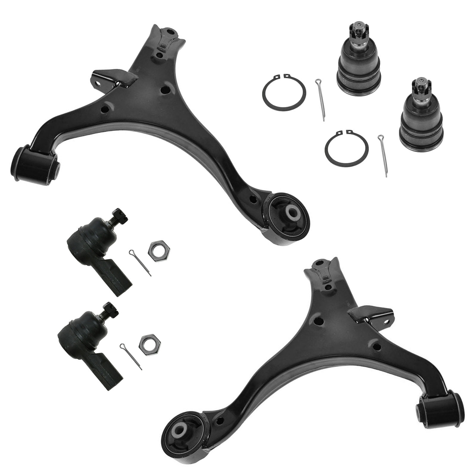 TRQ Control Arms Ball Joints & Tie Rod Ends Front Lower 6 pc Kit for 01 ...