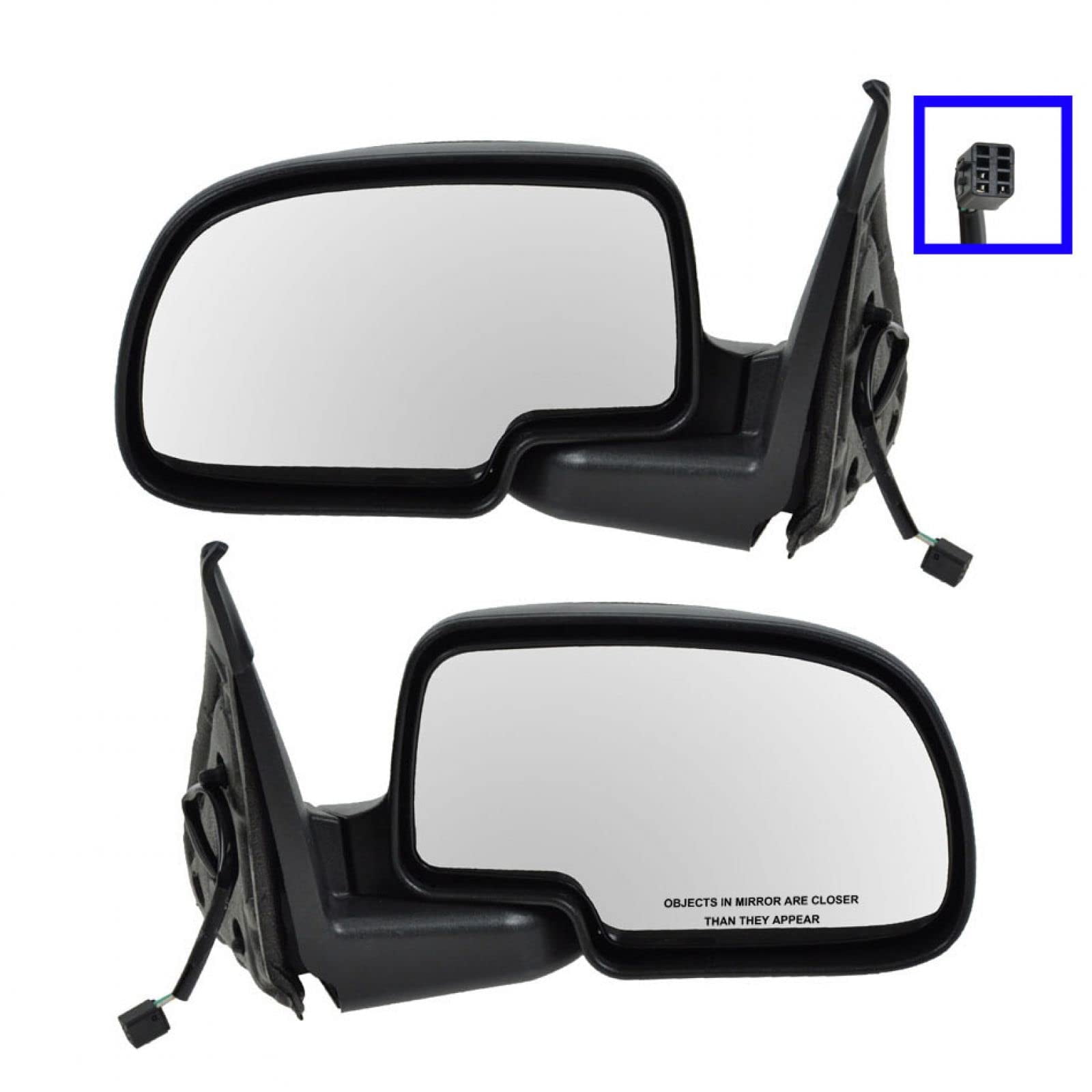 TRQ Flat Black Cap Power Side Mirrors Pair Set LH & RH for Chevy Pickup ...