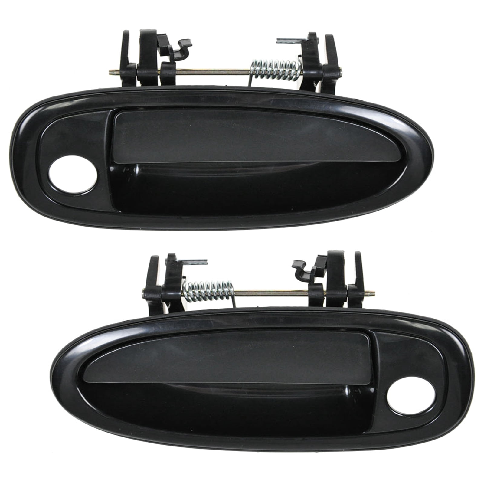 TRQ Front Black Exterior Outside Door Handle w/ Lock Hole Set for 95-99 ...