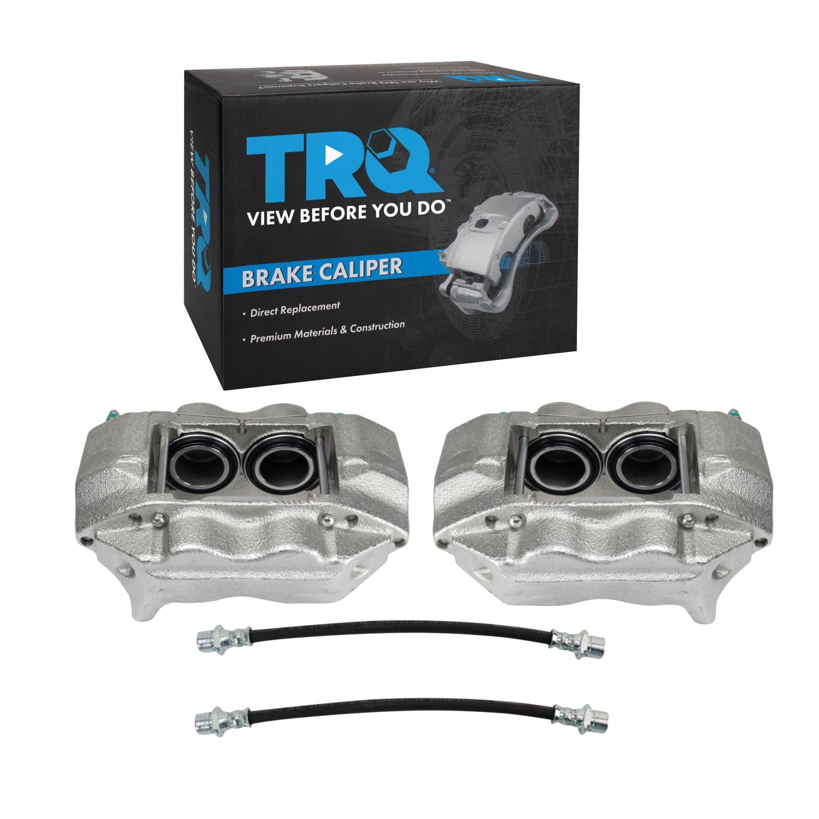 TRQ Front Brake Caliper Set Brackets Hoses Zinc Coated Fits 1996-2002 ...