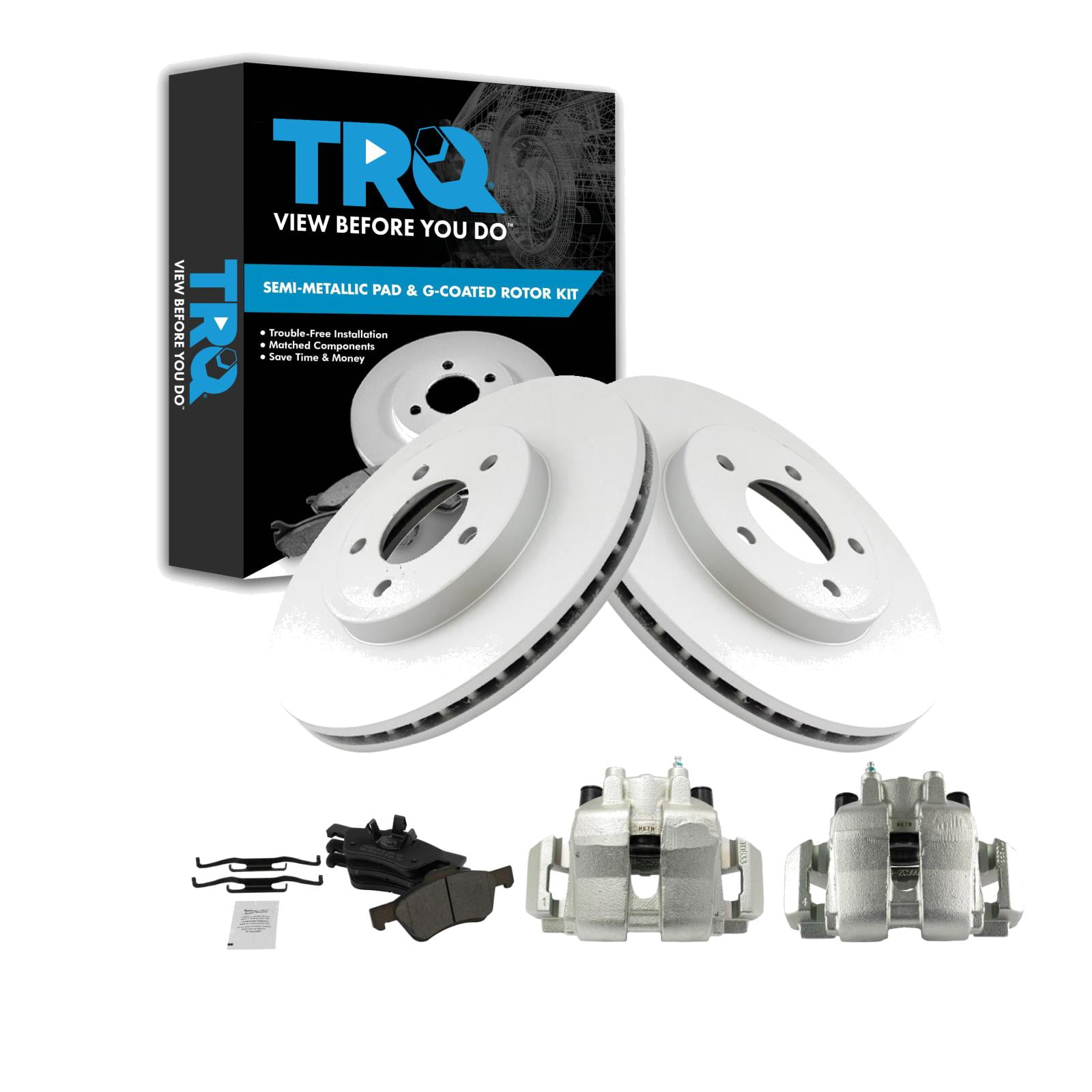 TRQ Front Brake Pad & Rotor Kit Brake Caliper Brake Pads Brake Rotor ...