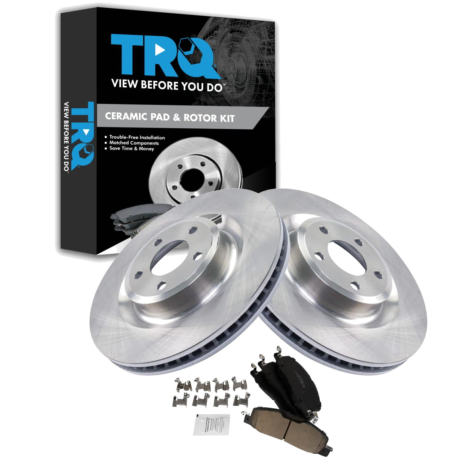 TRQ Front Brake Pad & Rotor Kit Brake Pads Brake Rotor Ceramic Fits ...