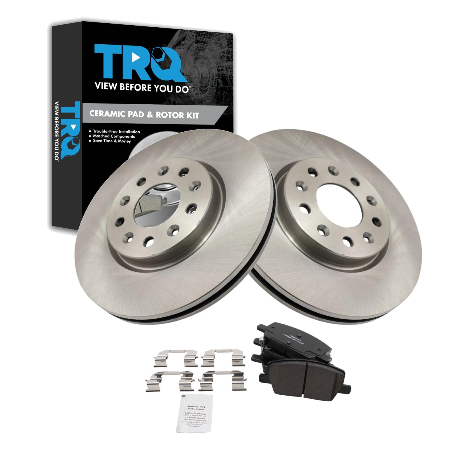 TRQ Front Brake Pad & Rotor Kit Brake Pads Brake Rotor Ceramic Fits ...