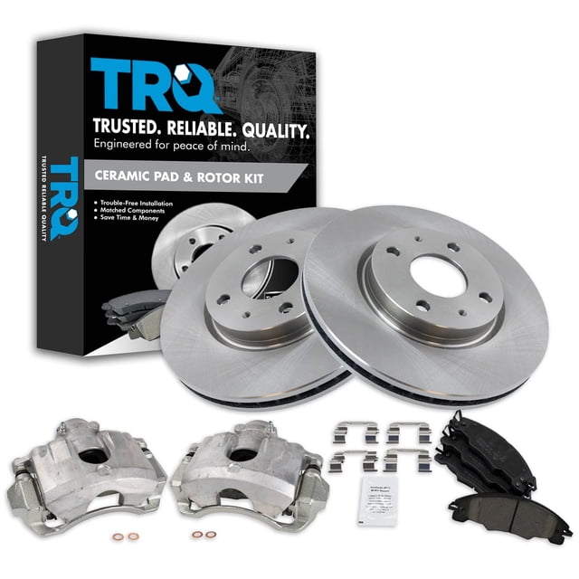 TRQ Front Brake Pad & Rotor Kit Brake Caliper Brake Pads Brake Rotor ...