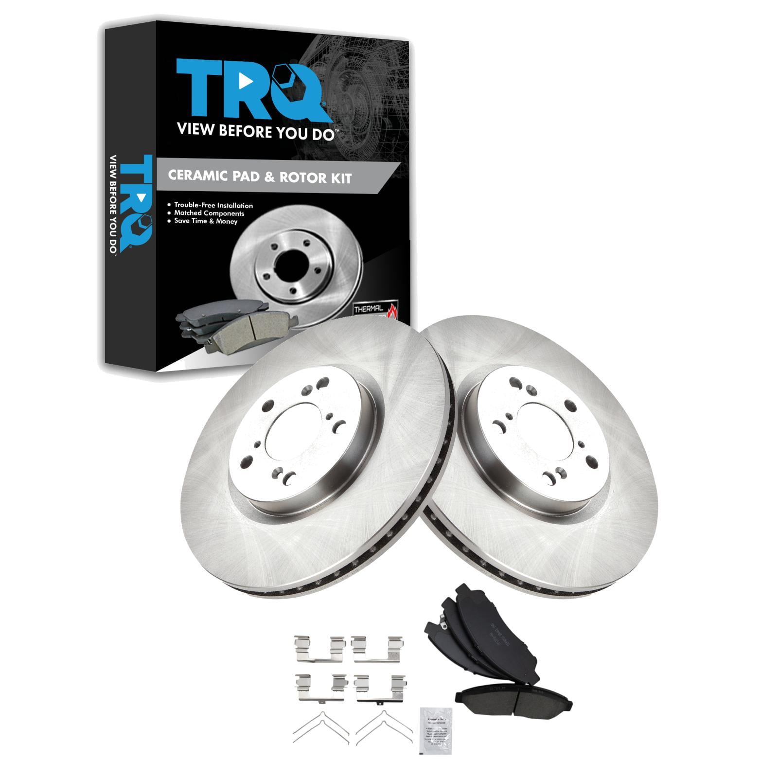 TRQ Front Brake Pad & Rotor Kit Brake Pads Brake Rotor Ceramic Fits ...