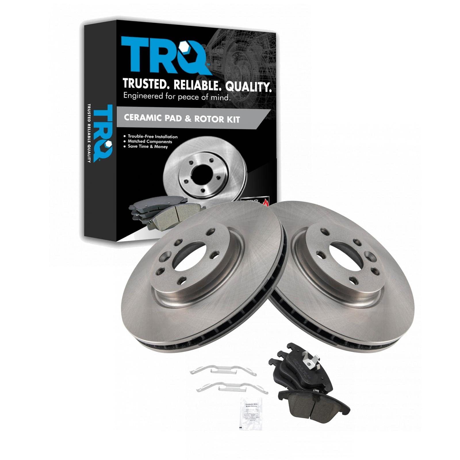 TRQ Front Brake Pad & Rotor Kit Brake Pads Brake Rotor Ceramic Fits Select 2012-2015 Land Rover ...