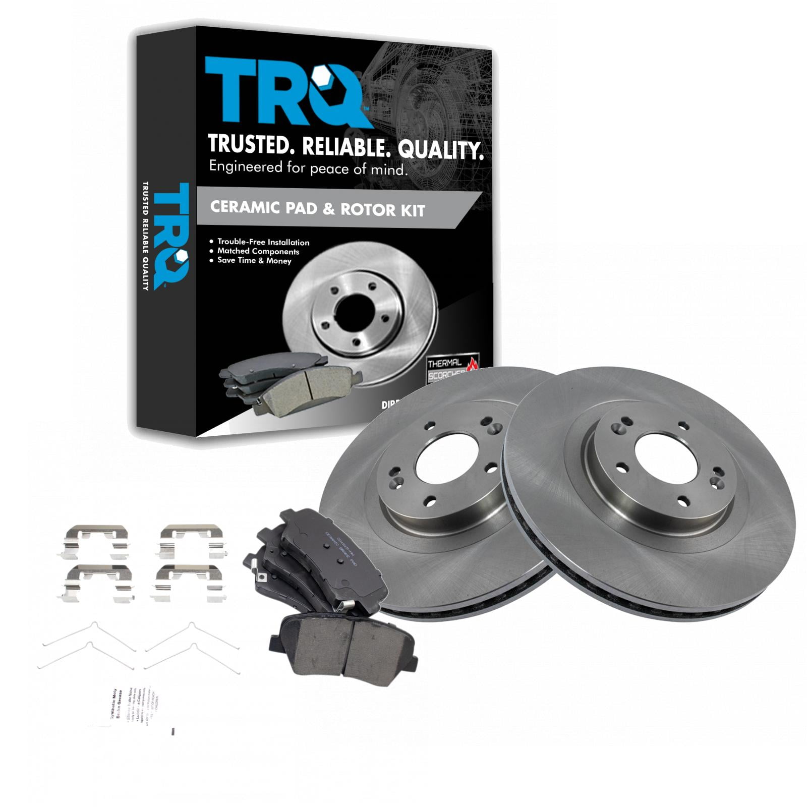 TRQ Front Brake Pad & Rotor Kit Brake Pads Brake Rotor Ceramic Fits ...