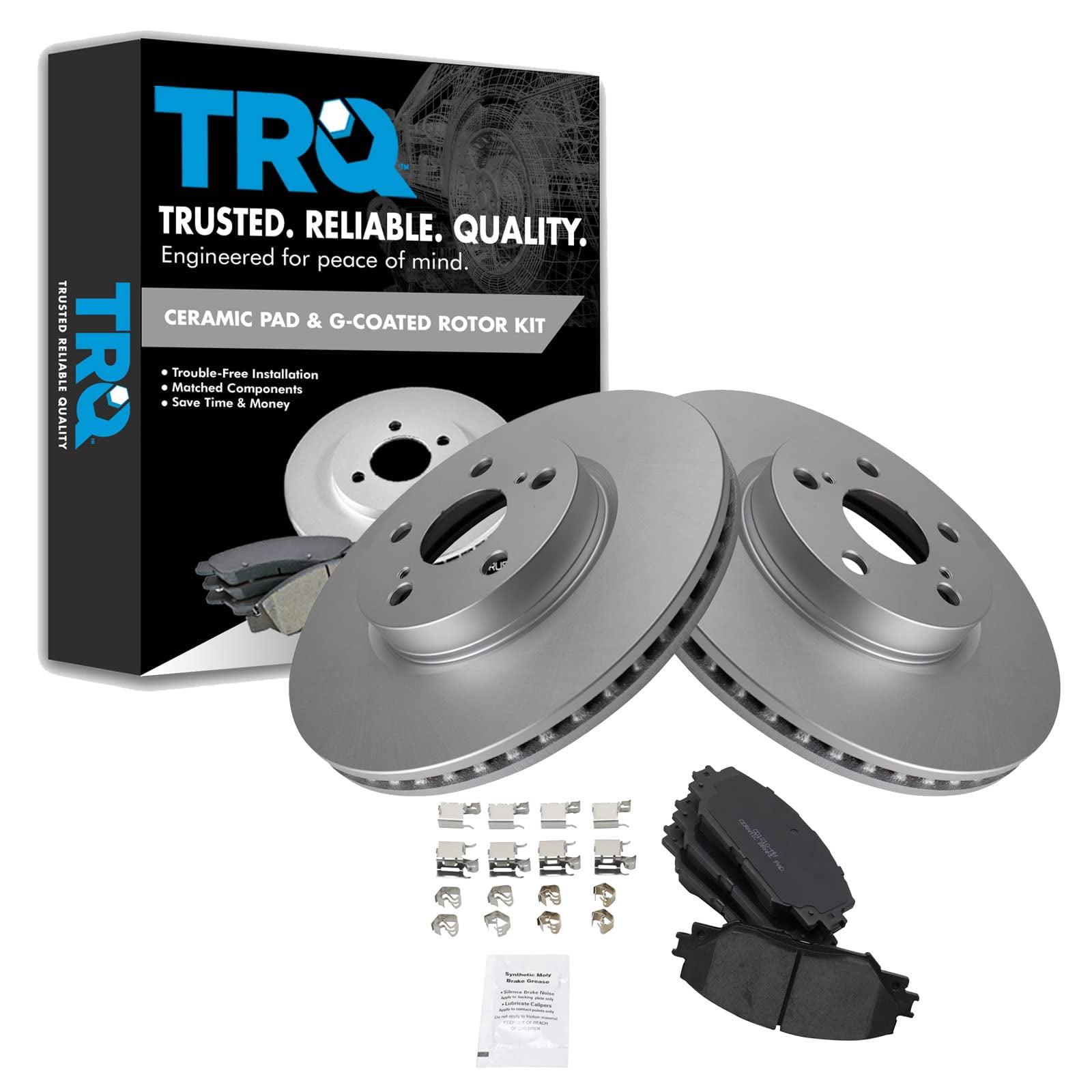 TRQ Front Brake Pad & Rotor Kit Brake Pads Brake Rotor Ceramic Premium ...