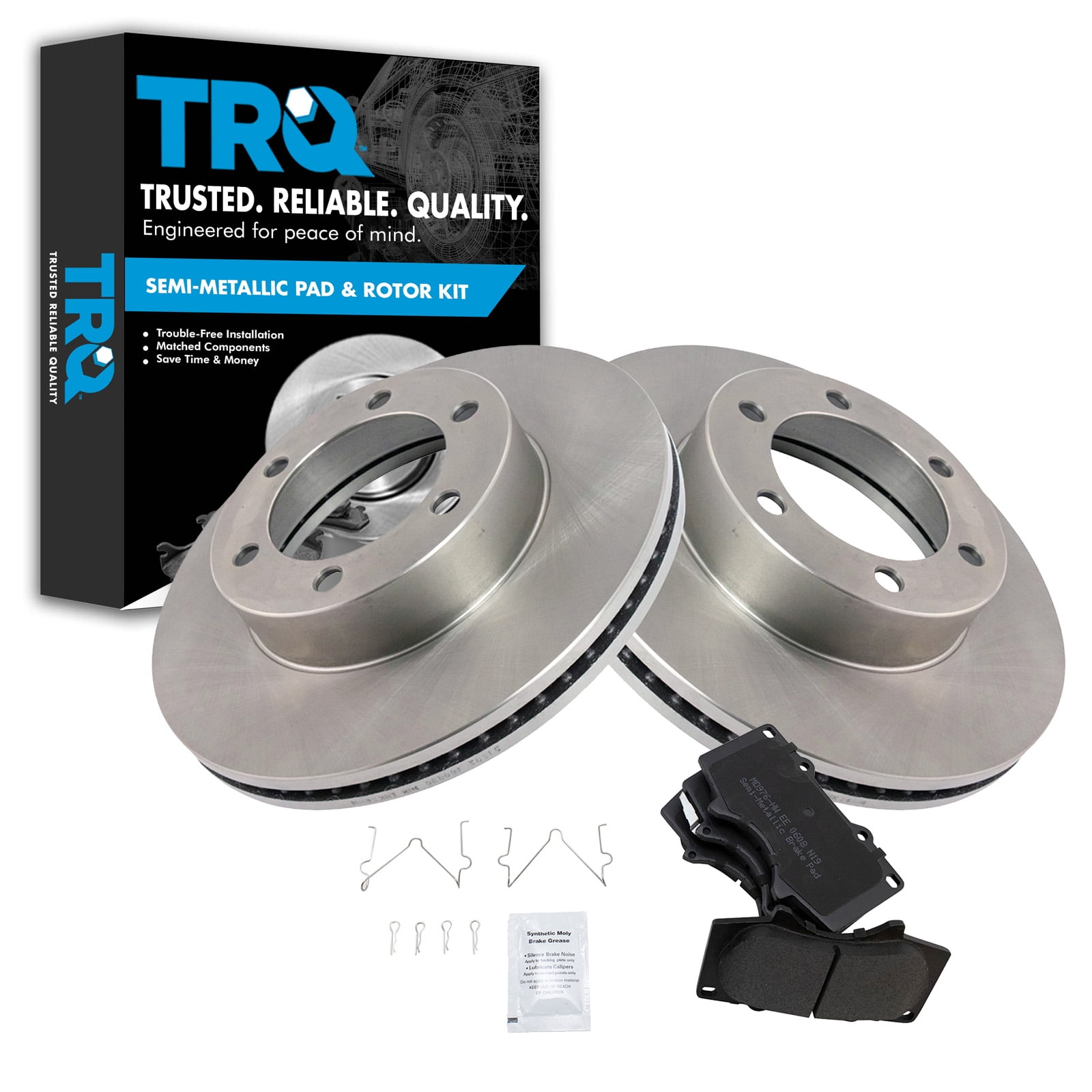 TRQ Front Brake Pad & Rotor Kit Brake Pads Brake Rotor Semi-Metallic Fits Select 2003-2007 ...
