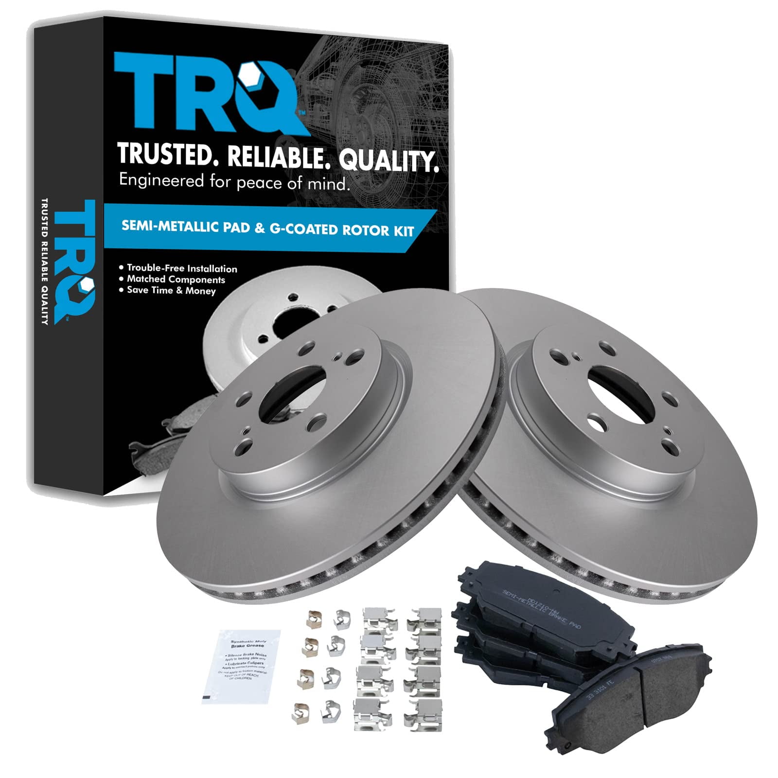TRQ Front Brake Pad & Rotor Kit Brake Pads Brake Rotor Semi-Metallic ...
