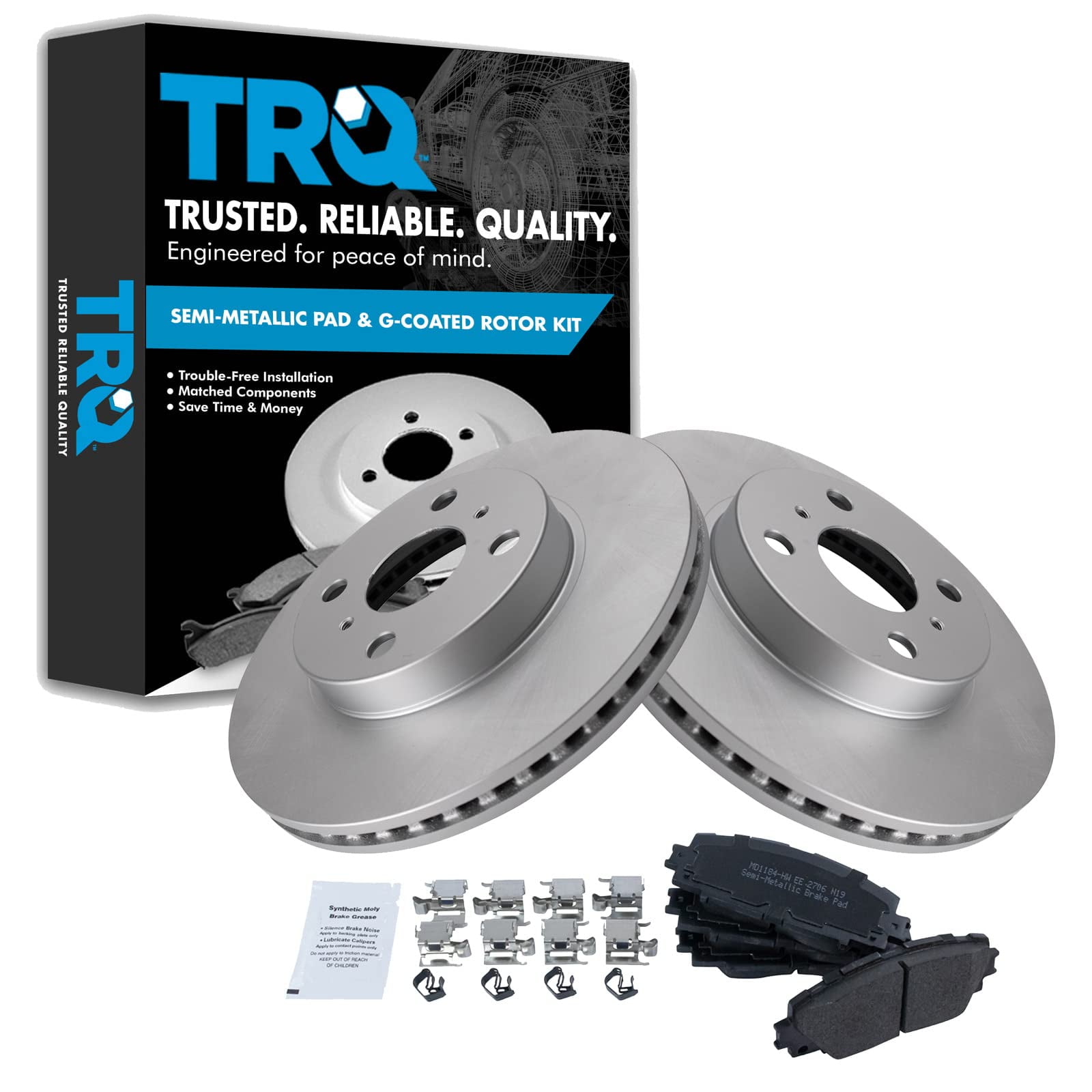 TRQ Front Brake Pad & Rotor Kit Brake Pads Brake Rotor Semi-Metallic ...