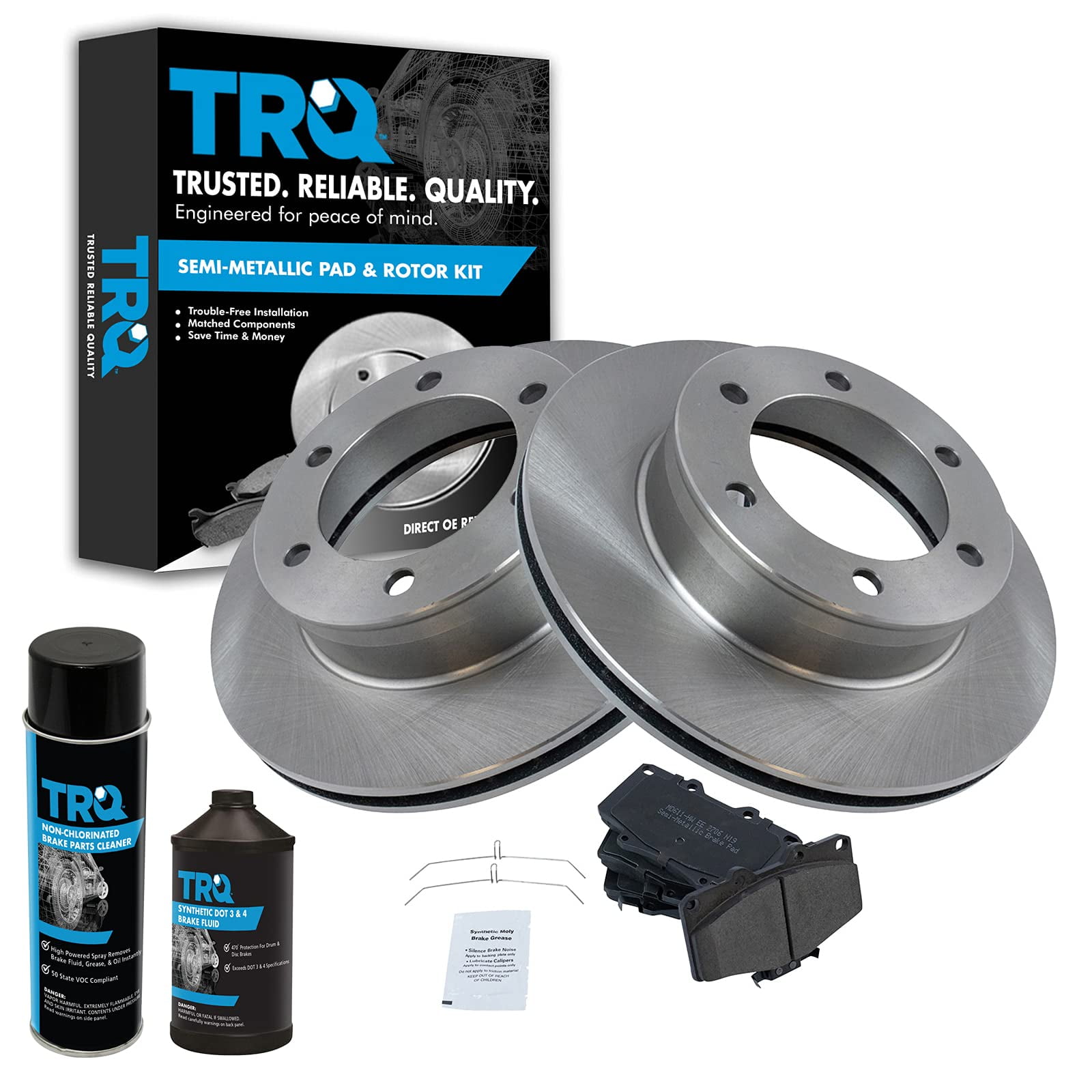 TRQ Front Brake Pad & Rotor Kit w/Chemicals for 96-02 Toyota 4Runner w ...