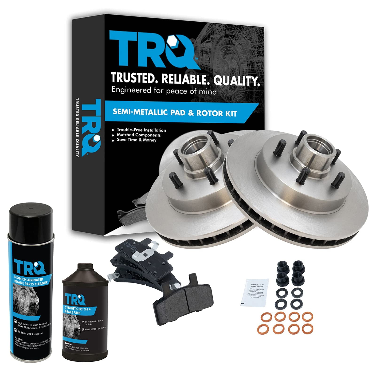 TRQ Front Brake Pad & Rotor Kit w/Fluids for Suburban Savana Tahoe Pickup Truck BKA17173 ...