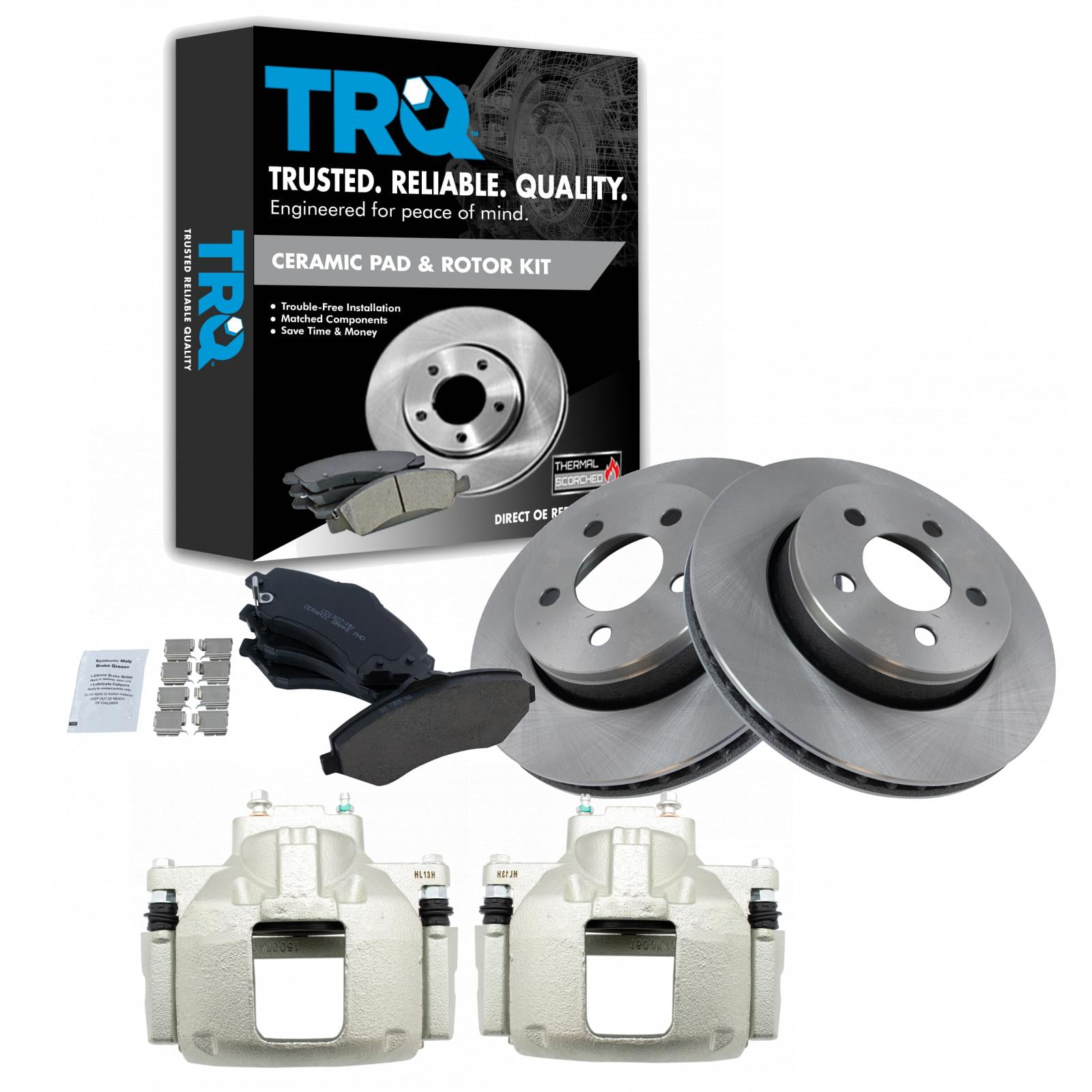 TRQ Front Brake Pad & Rotor Kit Brake Caliper Brake Pads Brake Rotor ...