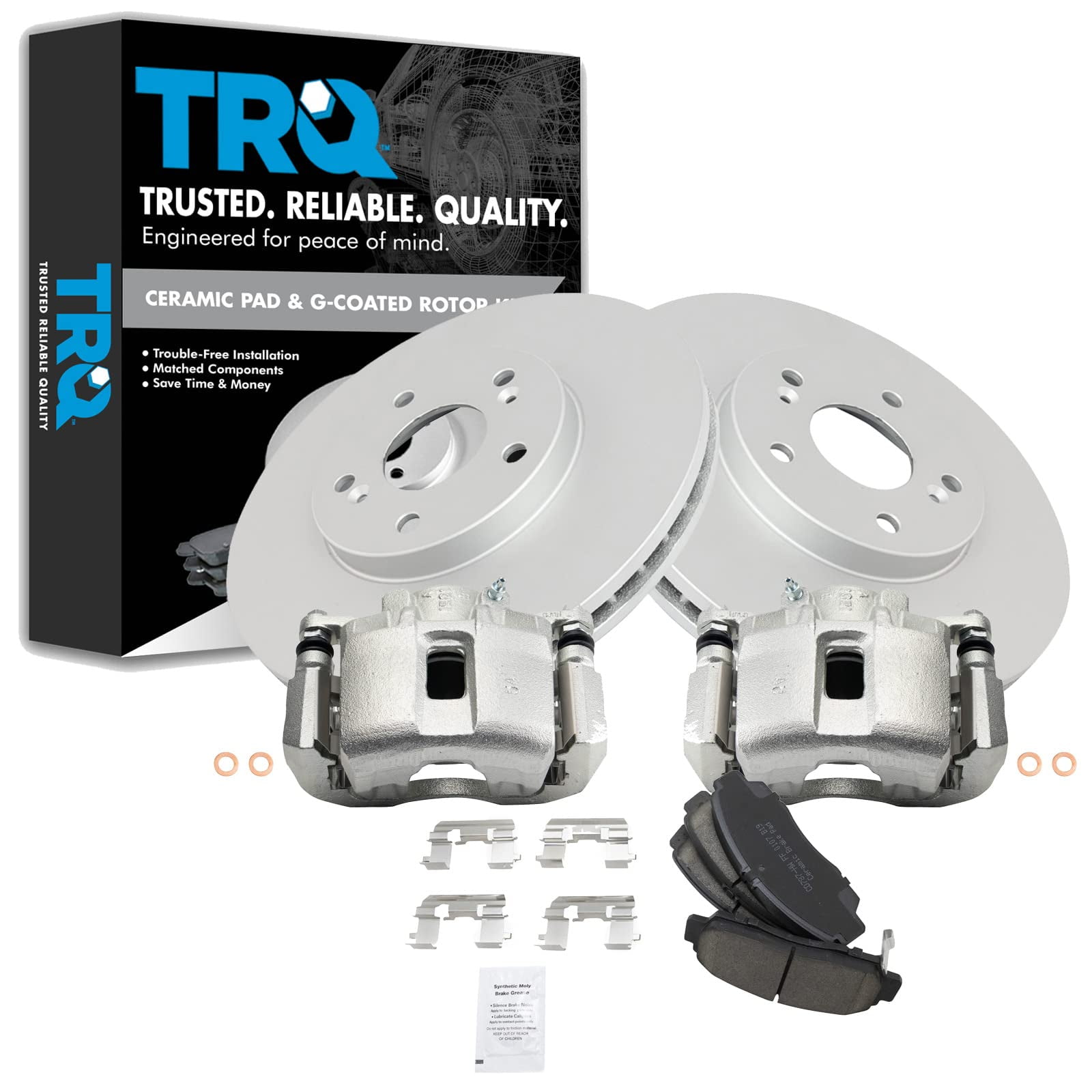 TRQ Front Brake Pad & Rotor Kit Brake Caliper Brake Pads Brake Rotor ...