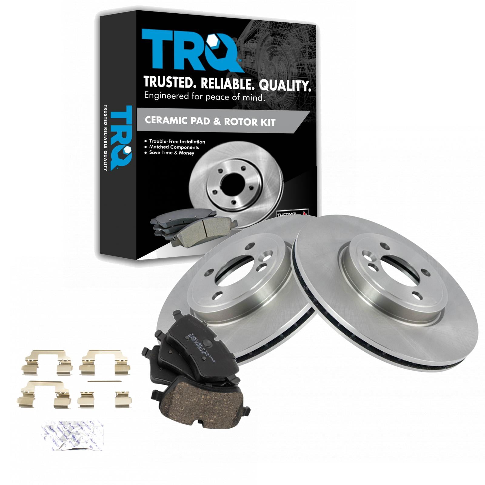 TRQ Front Brake Pad & Rotor Kit Brake Pads Brake Rotor Ceramic Fits ...