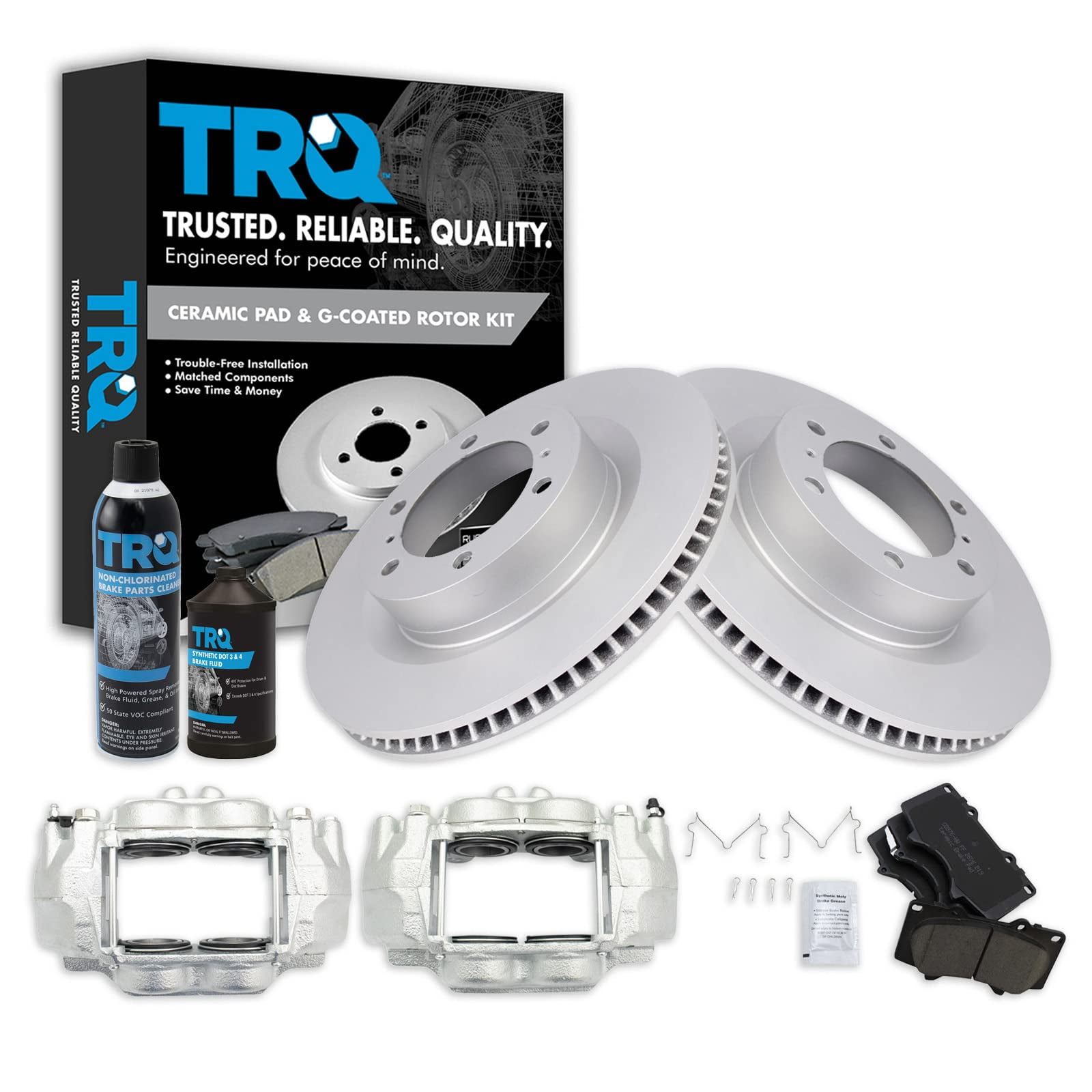 TRQ Front Ceramic Disc Brake Pad Coated Rotor & Caliper Kit for GX460 ...