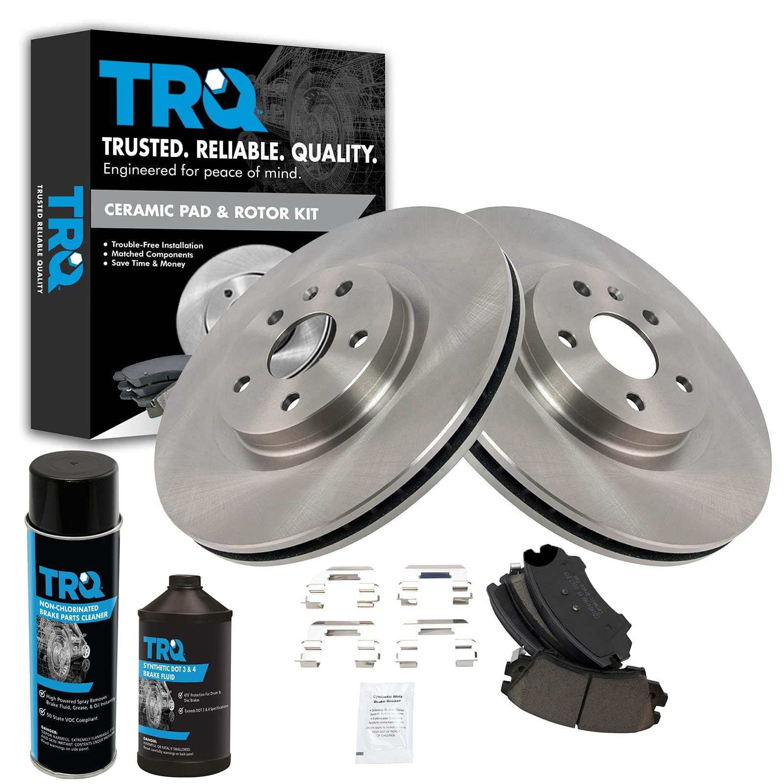 TRQ Front Ceramic Disc Brake Pad & Rotor Kit w/Chemicals for 11-12 ...