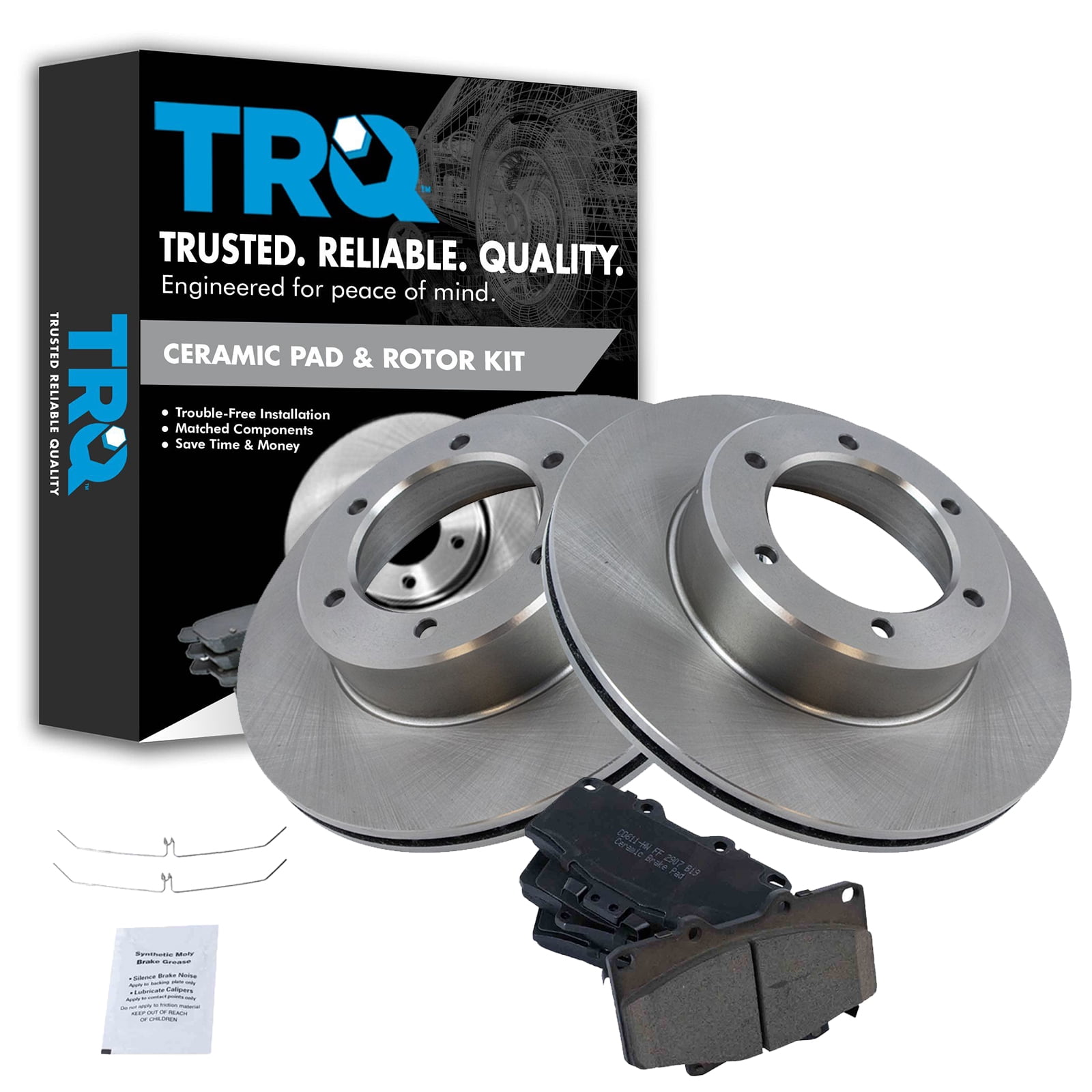 TRQ Front Ceramic Disc Brake Pads & Rotor Kit Set Fits Select Toyota ...