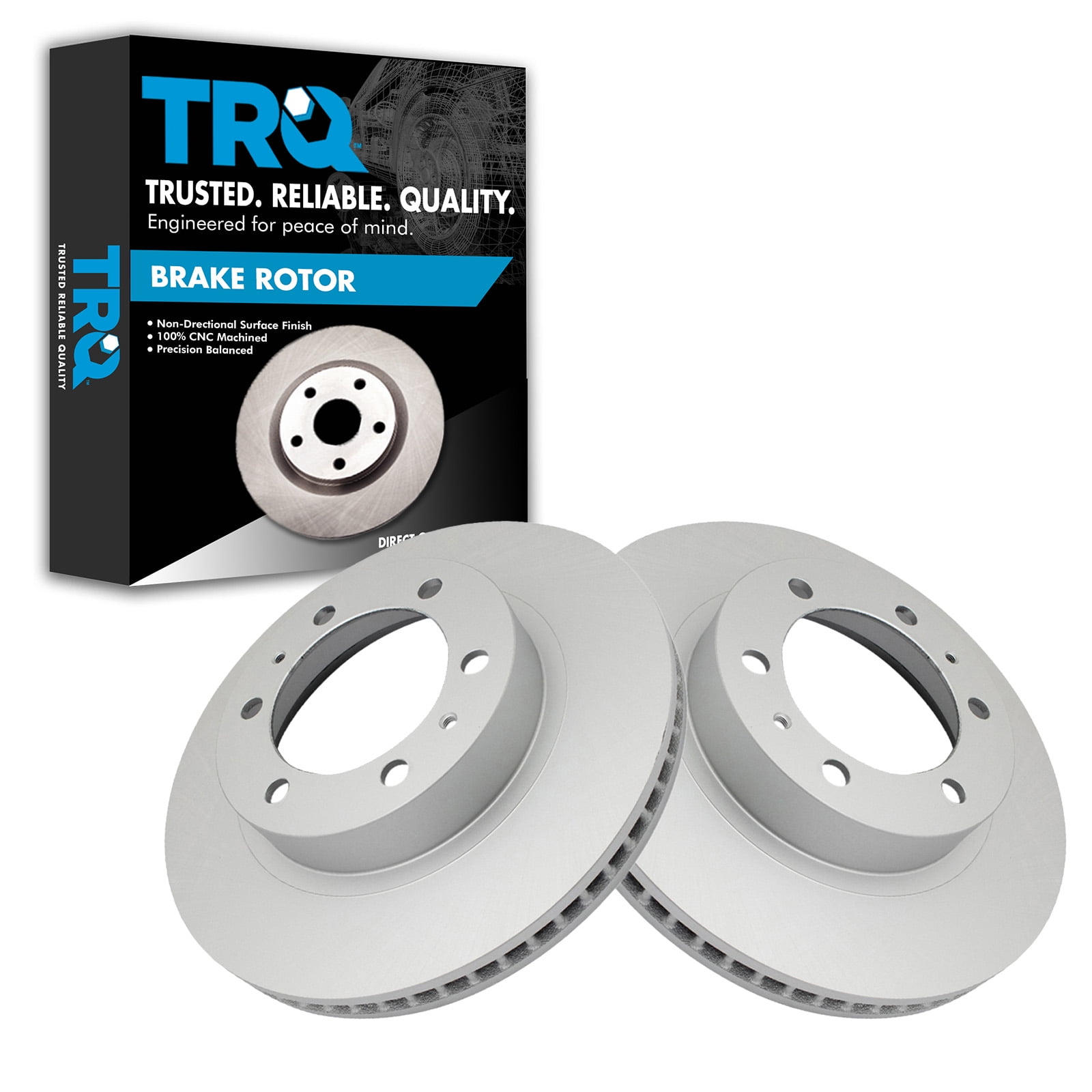 TRQ Front Brake Rotors Set Vented Premium G-Coated Fits Select 2003 ...