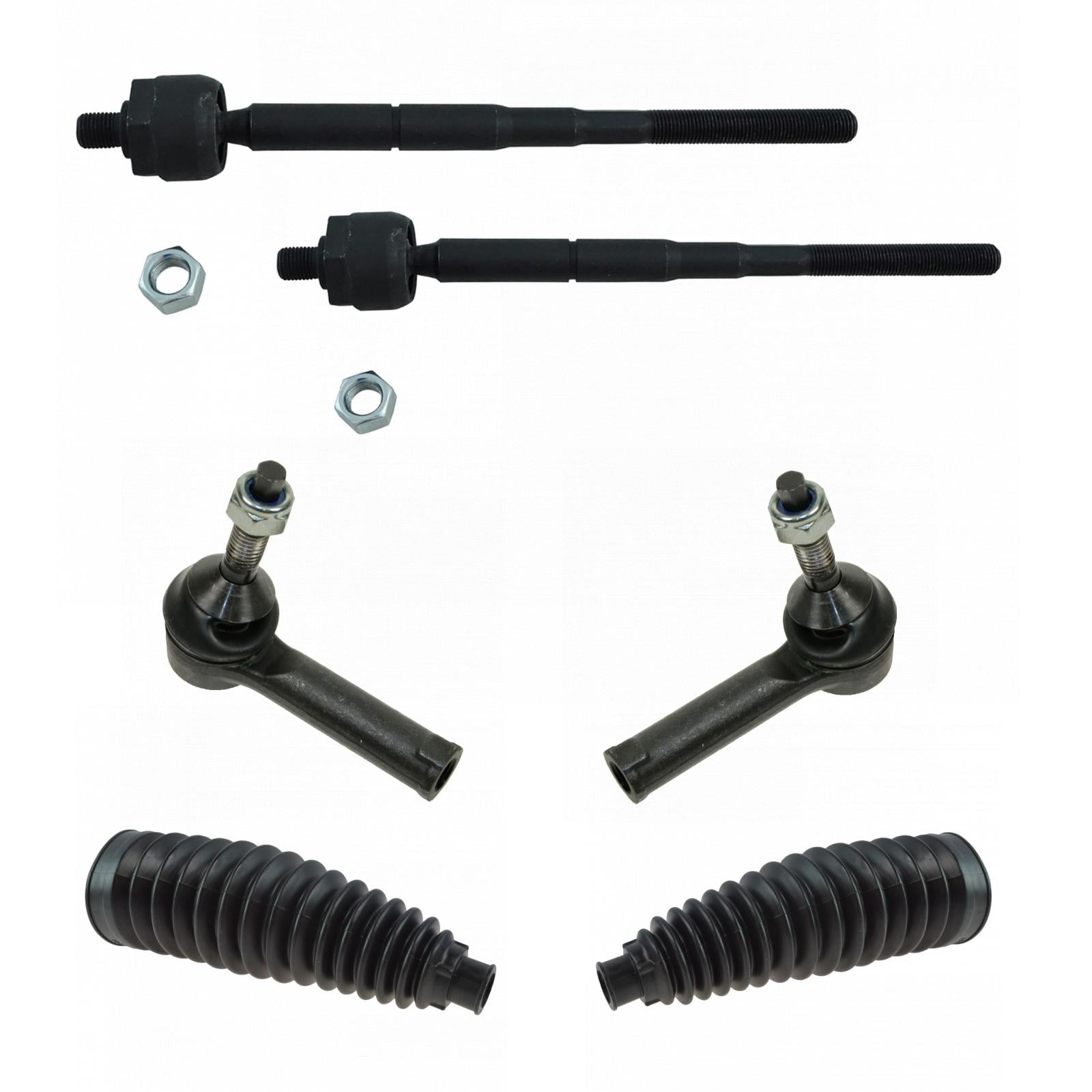 TRQ Front Inner & Outer Tie Rod Kit Set with Rack Bellows for Ford ...