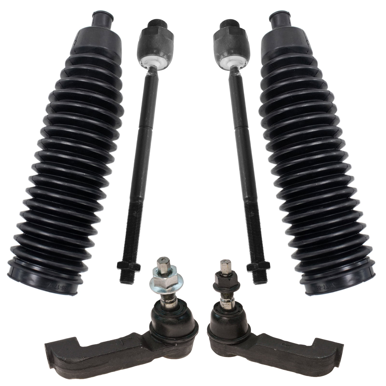 TRQ Front Inner & Outer Tie Rods with Steering Rack Bellows Boots for ...