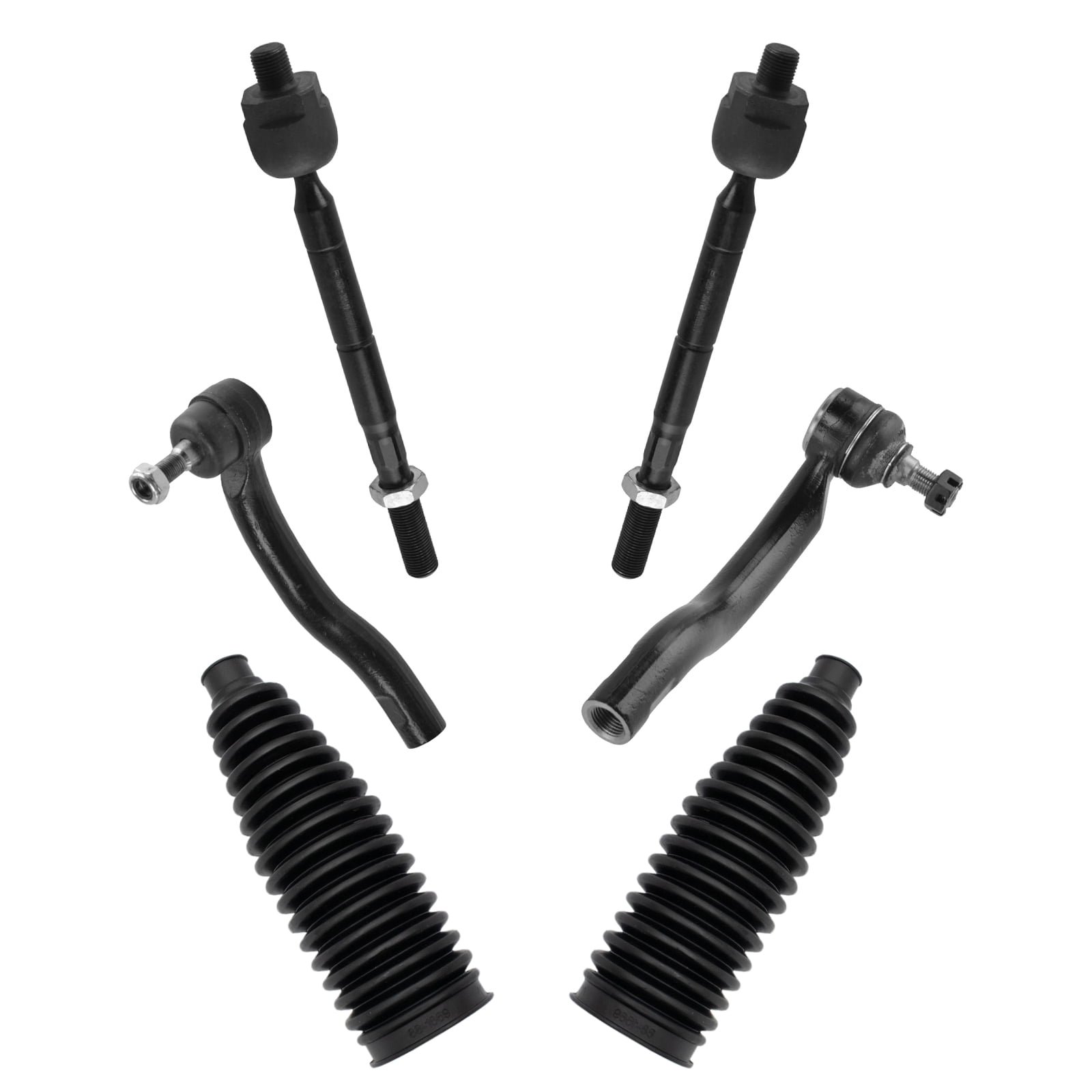 TRQ Front Inner & Outer Tie Rods with Steering Rack Bellows for Toyota ...