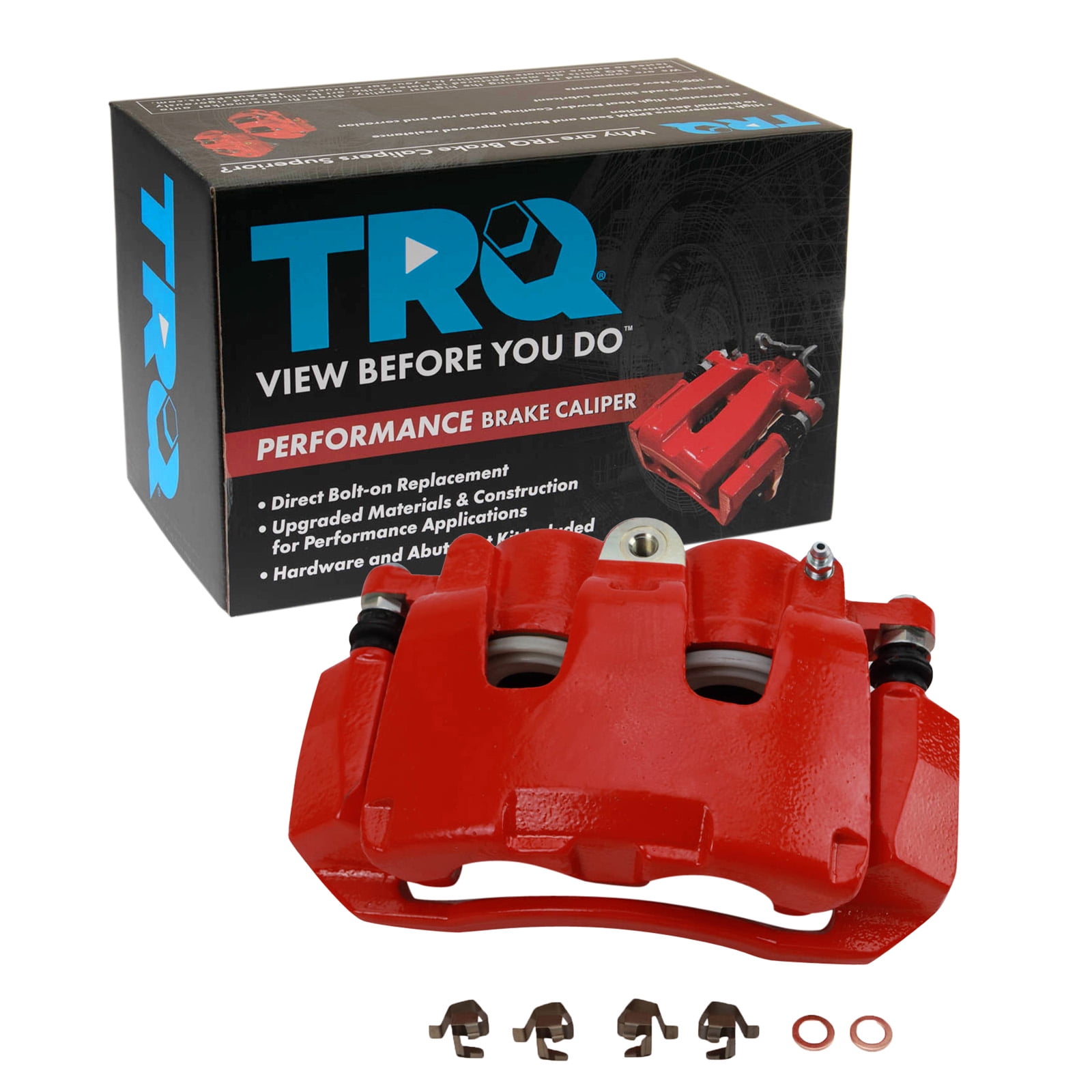 TRQ Front Left Right Brake Caliper w/Bracket Performance Red Driver ...