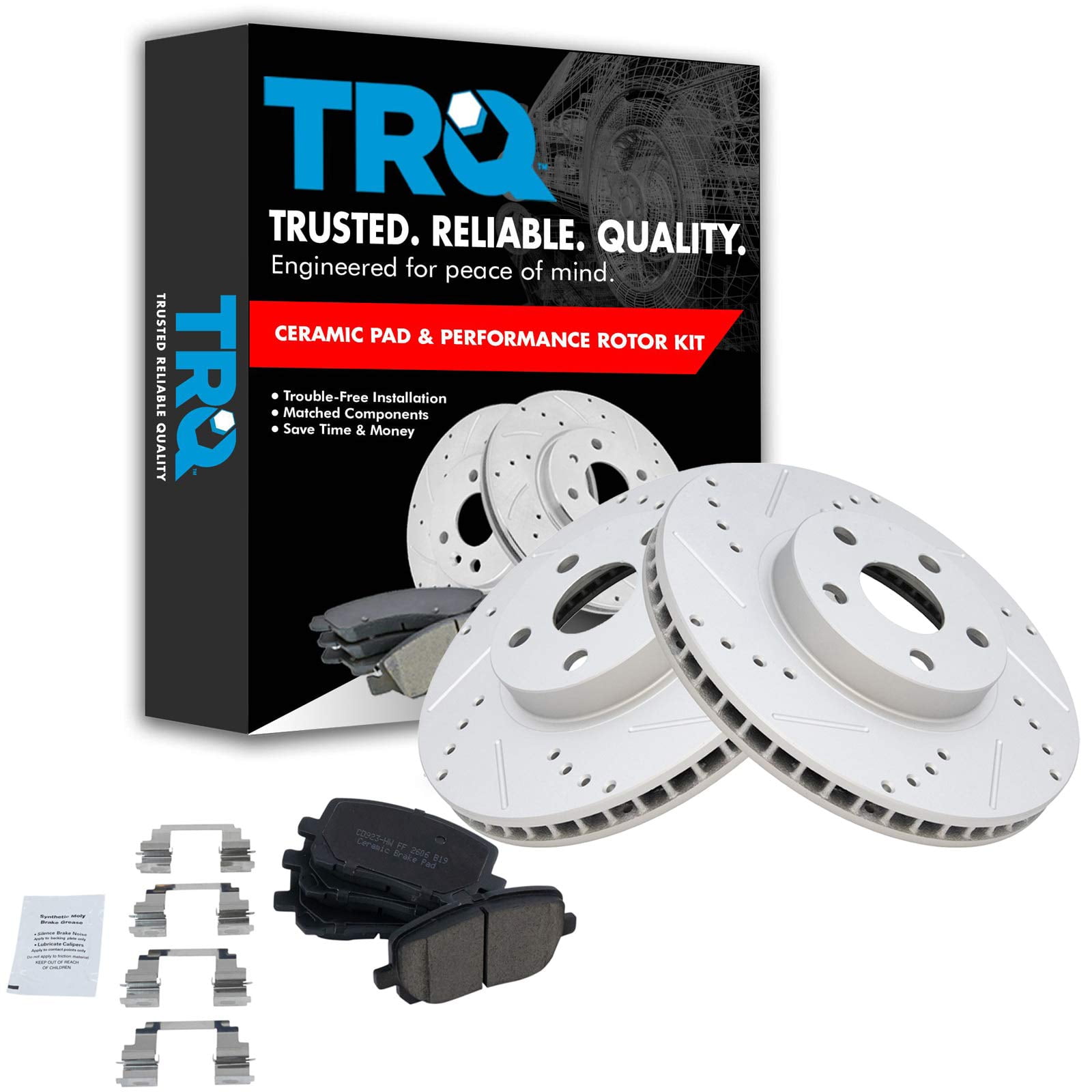 TRQ Front Performance Brake Pad & Rotor Kit Brake Pads Brake Rotors Set ...