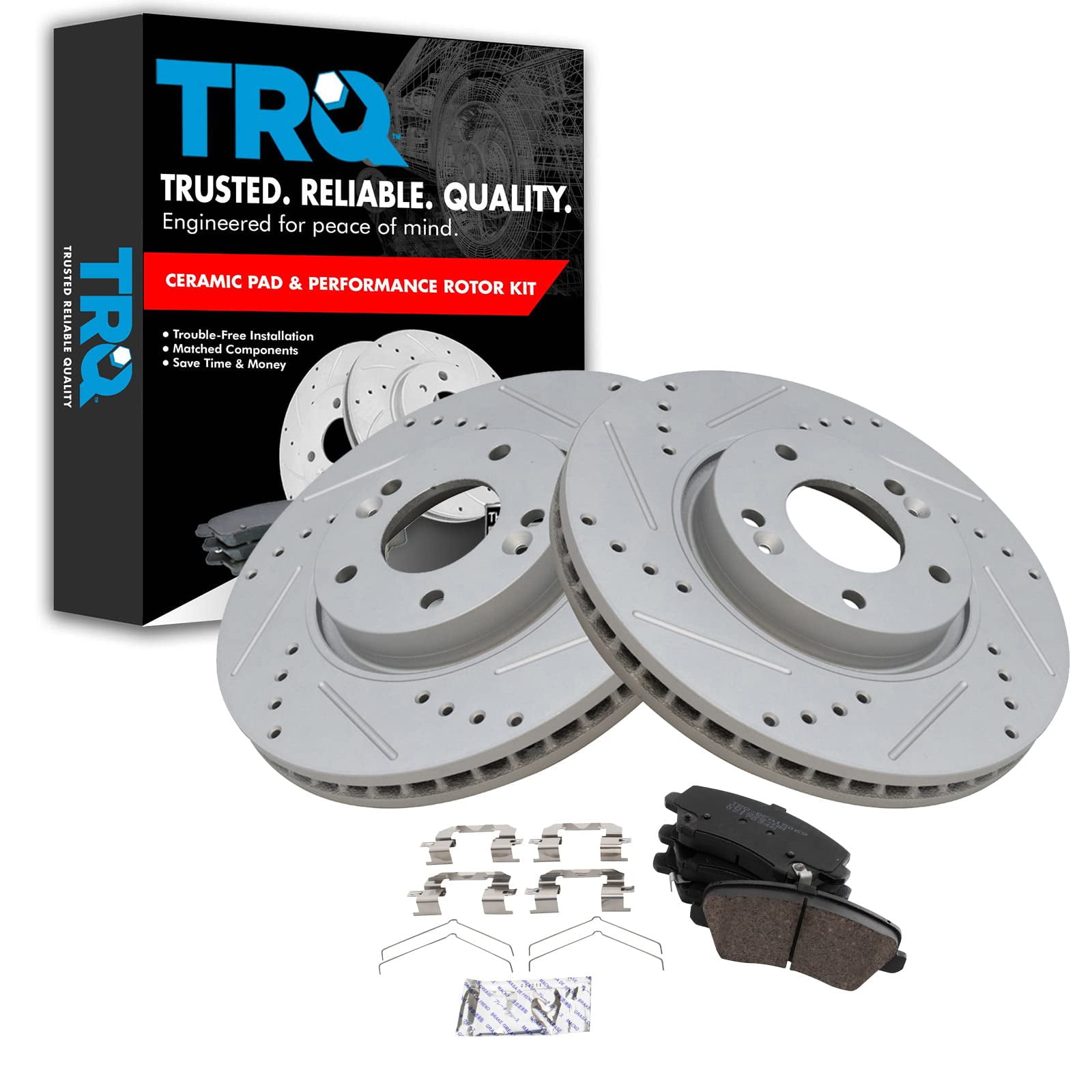 TRQ Front Performance Brake Pad & Rotor Kit Brake Pads Brake Rotors Set ...