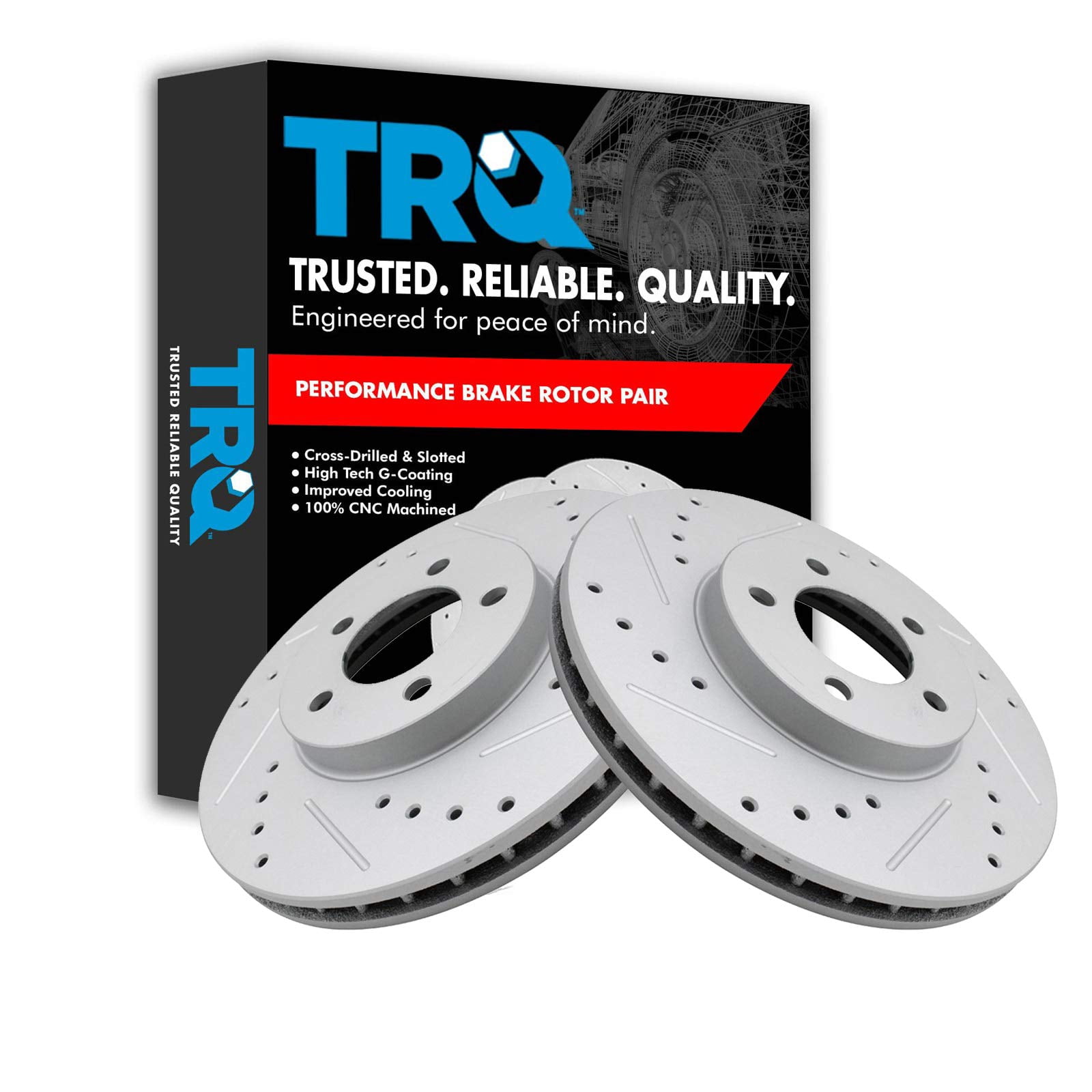 TRQ Front Performance Brake Rotor Drilled Slotted Pair Set for 1995 ...