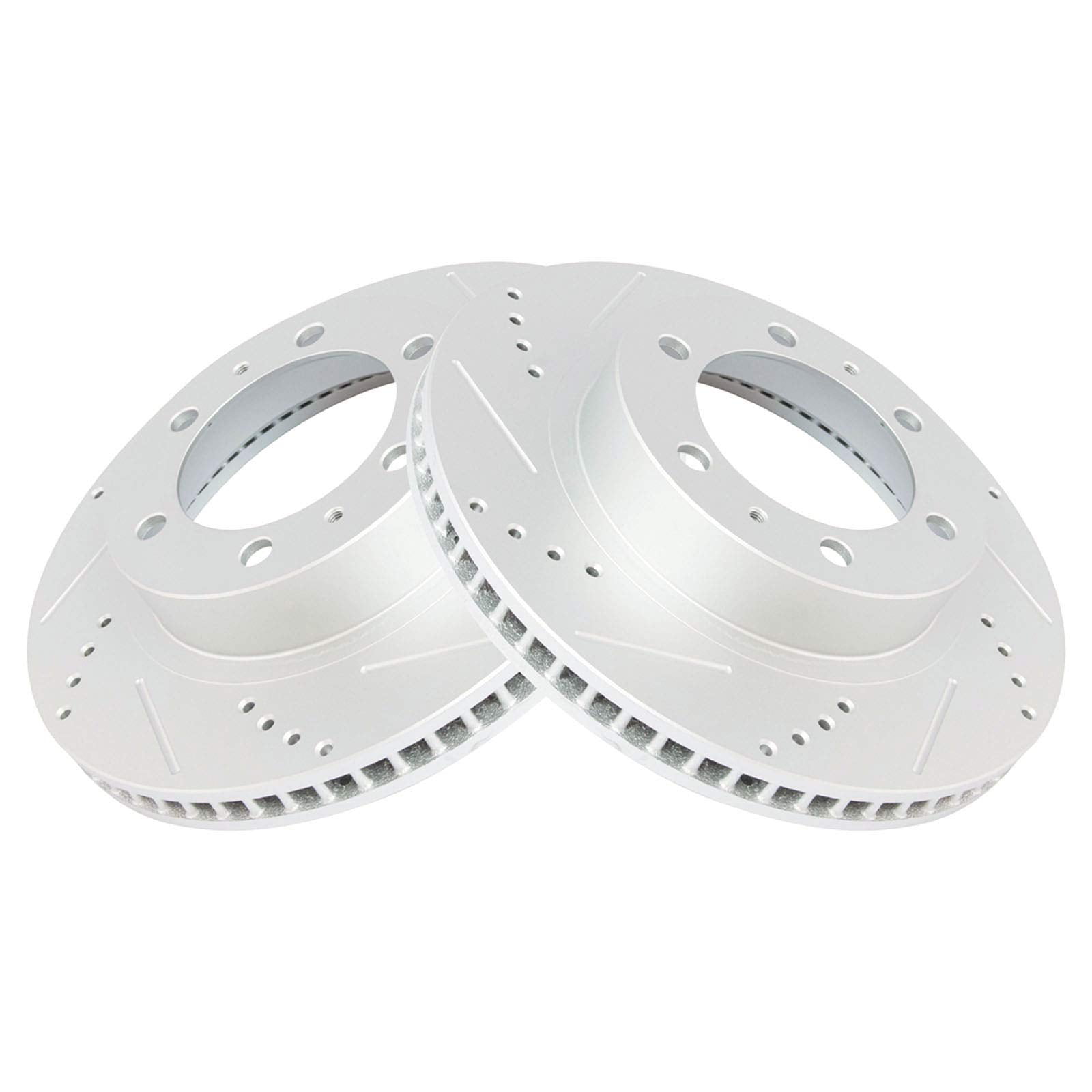 TRQ Front Performance Brake Rotors Set Premium G-Coated Cross Drilled ...