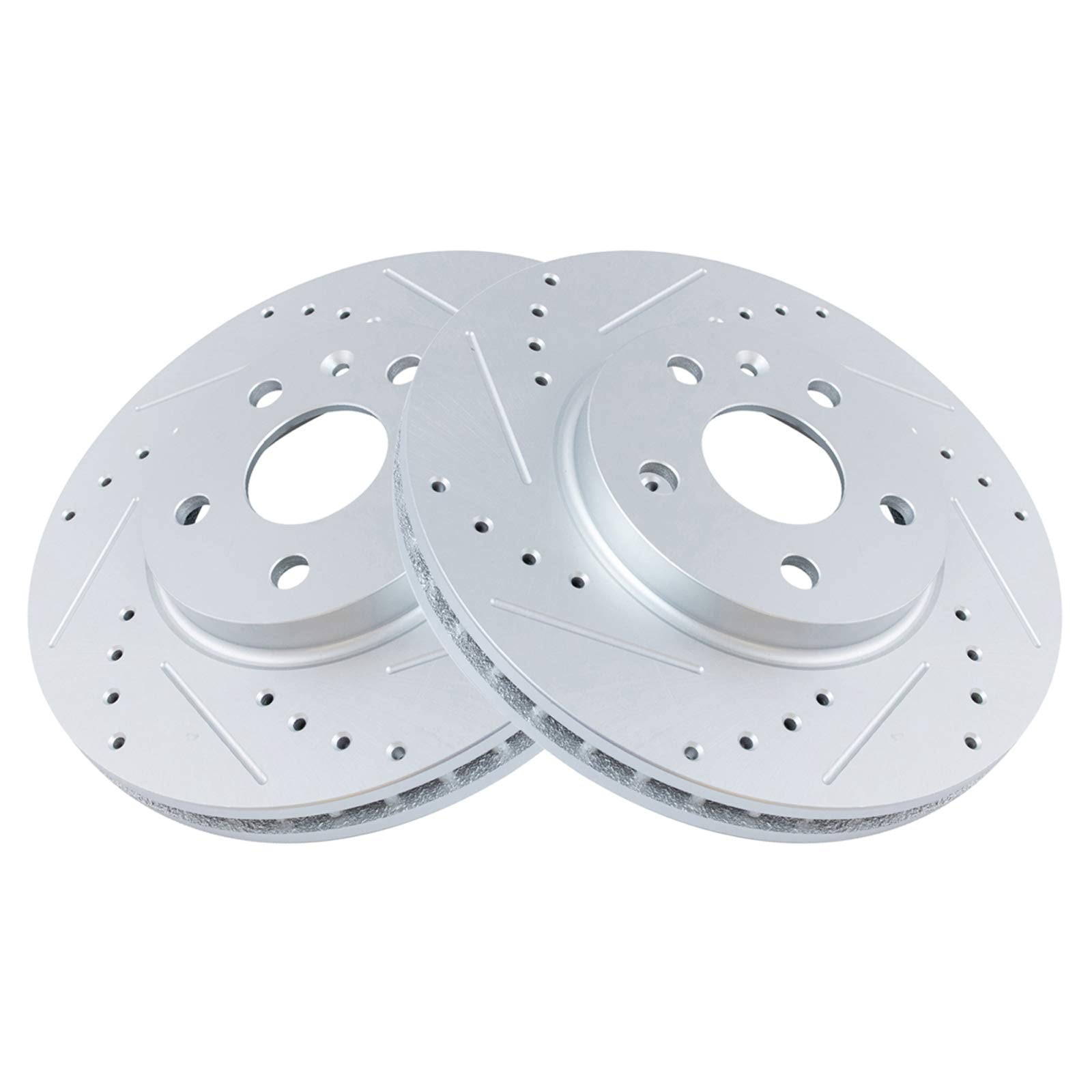 TRQ Front Performance Brake Rotors Set Premium G-Coated Cross Drilled ...
