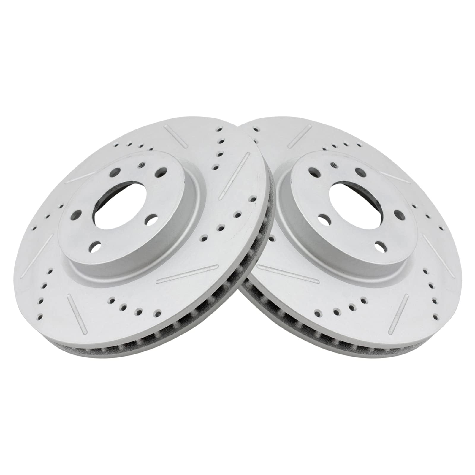 TRQ Front Performance Brake Rotors Set Premium G-Coated Cross Drilled ...