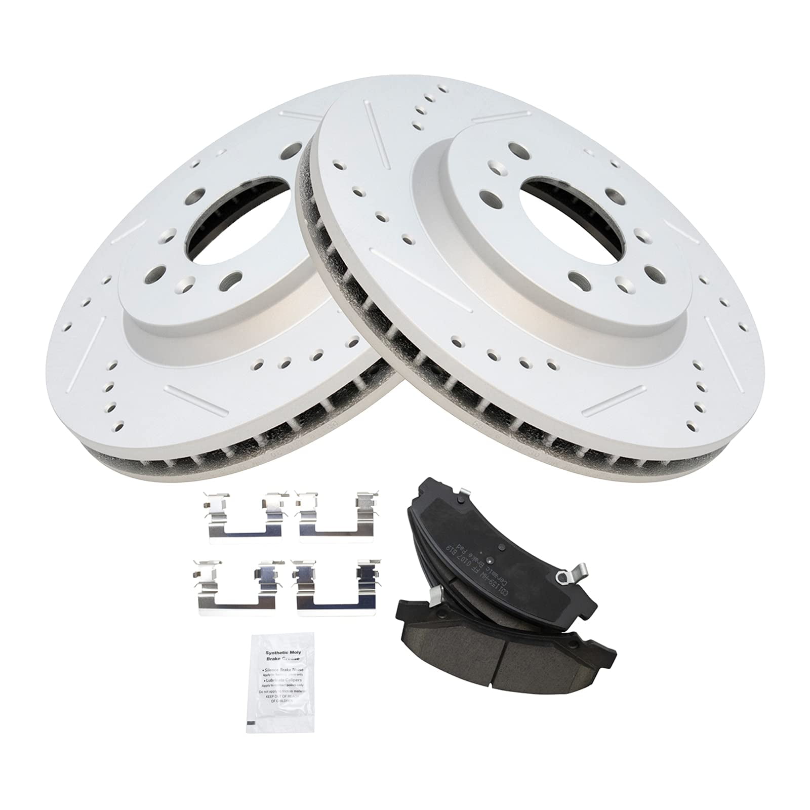 TRQ Front Performance Drilled & Slotted Brake Rotor & Posi Ceramic Pad ...