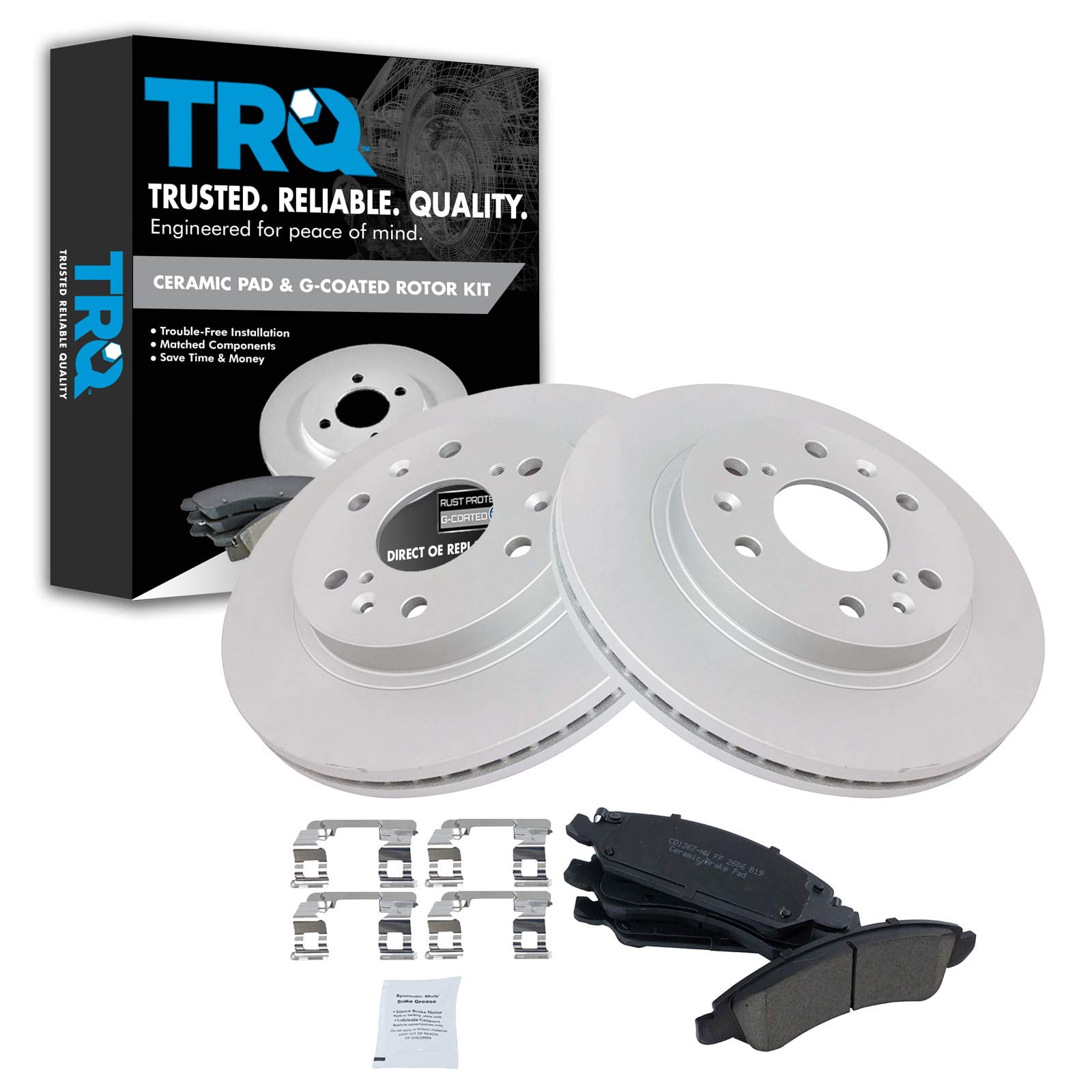 TRQ Front Posi Ceramic Brake Pad & E-Rotor Set Fits Select Chevy GMC ...