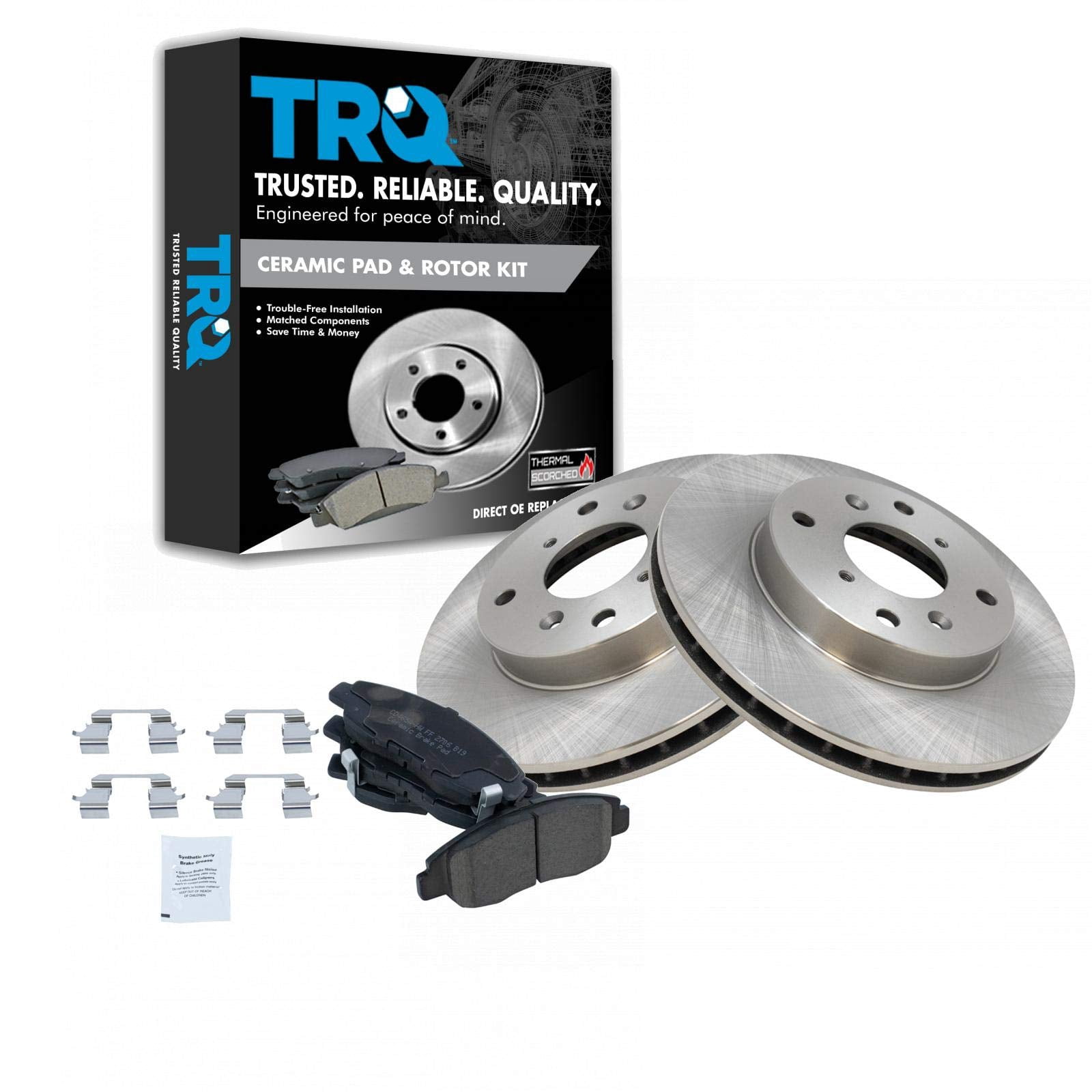 TRQ Front Premium Posi Ceramic Brake Pad & Rotors Kit Set Fits Select ...