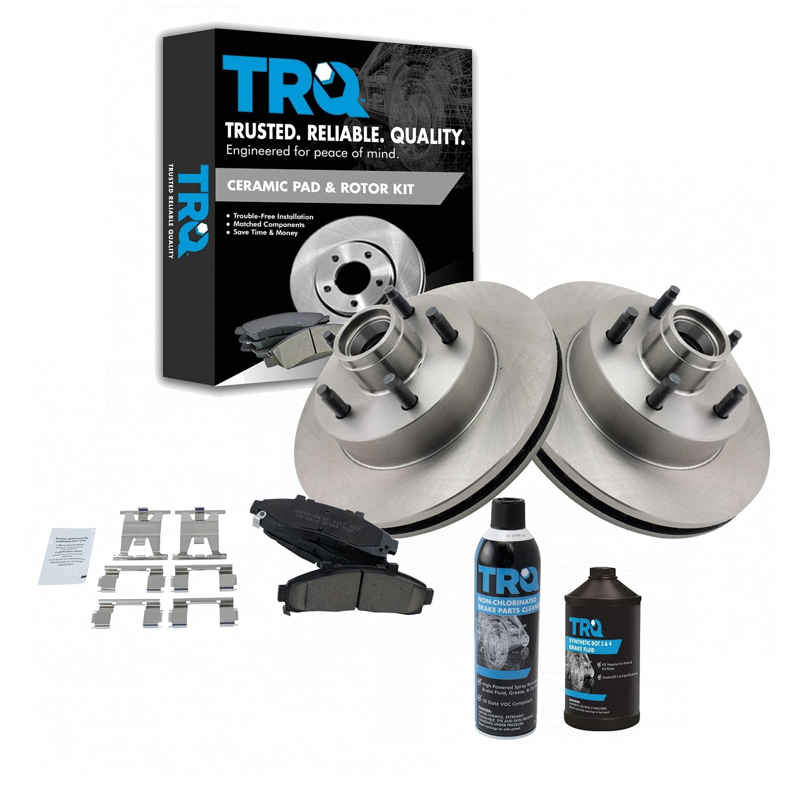 TRQ Front Premium Posi Ceramic Disc Brake Pad Rotor Kit for Ford Mazda ...
