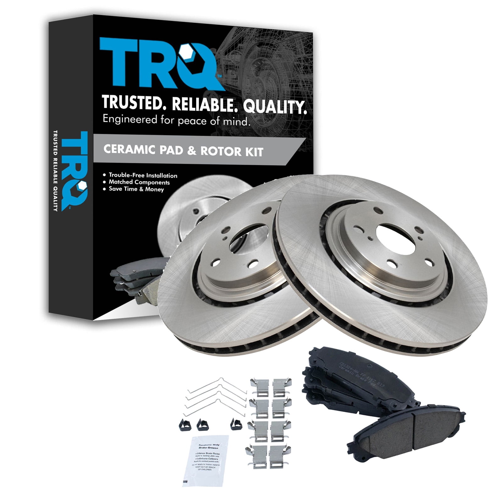 TRQ Front Premium Posi Ceramic Disc Brake Pad & Rotor Kit Set Fits ...