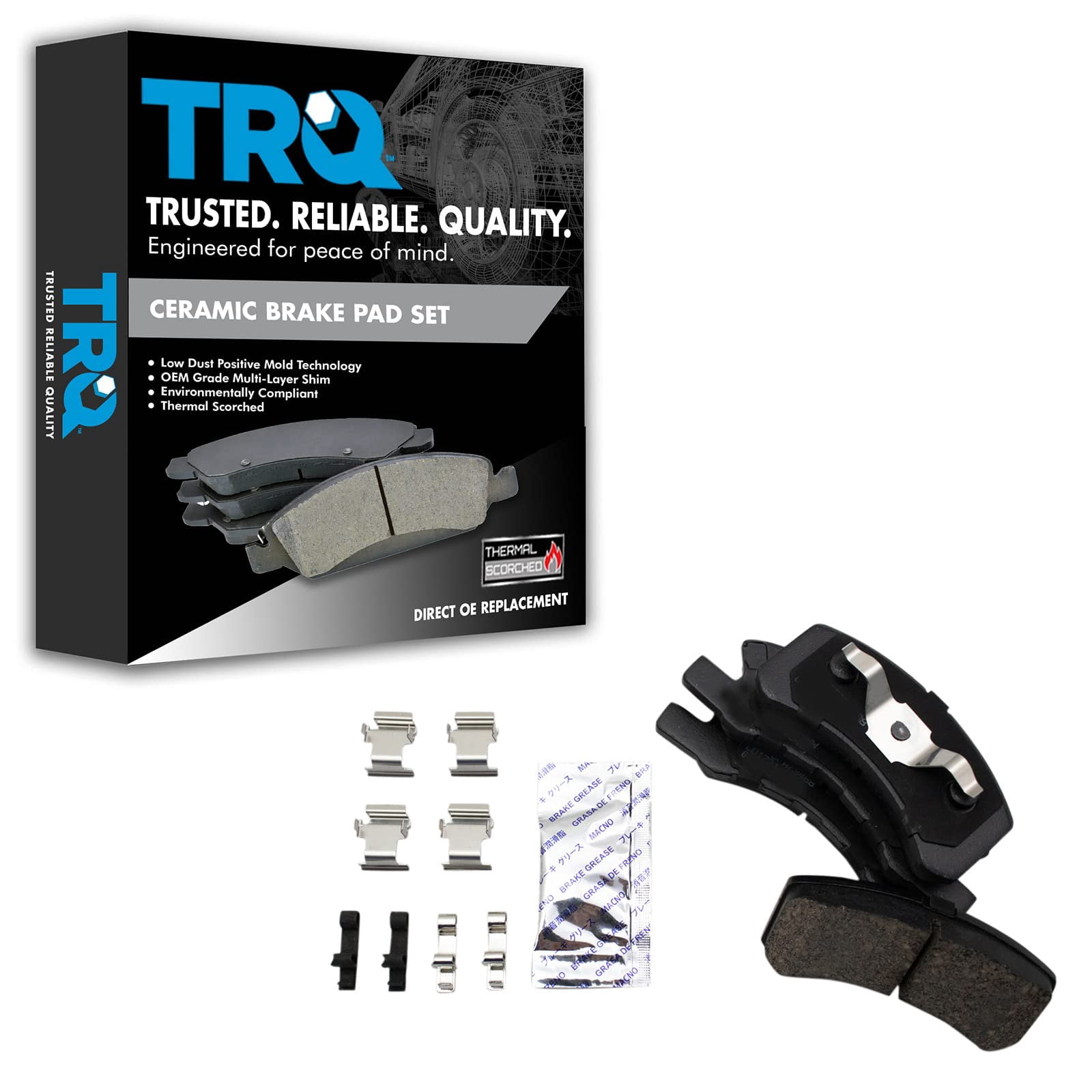 TRQ Front Premium Posi Ceramic Disc Brake Pad Set for 14-15 Mitsubishi ...