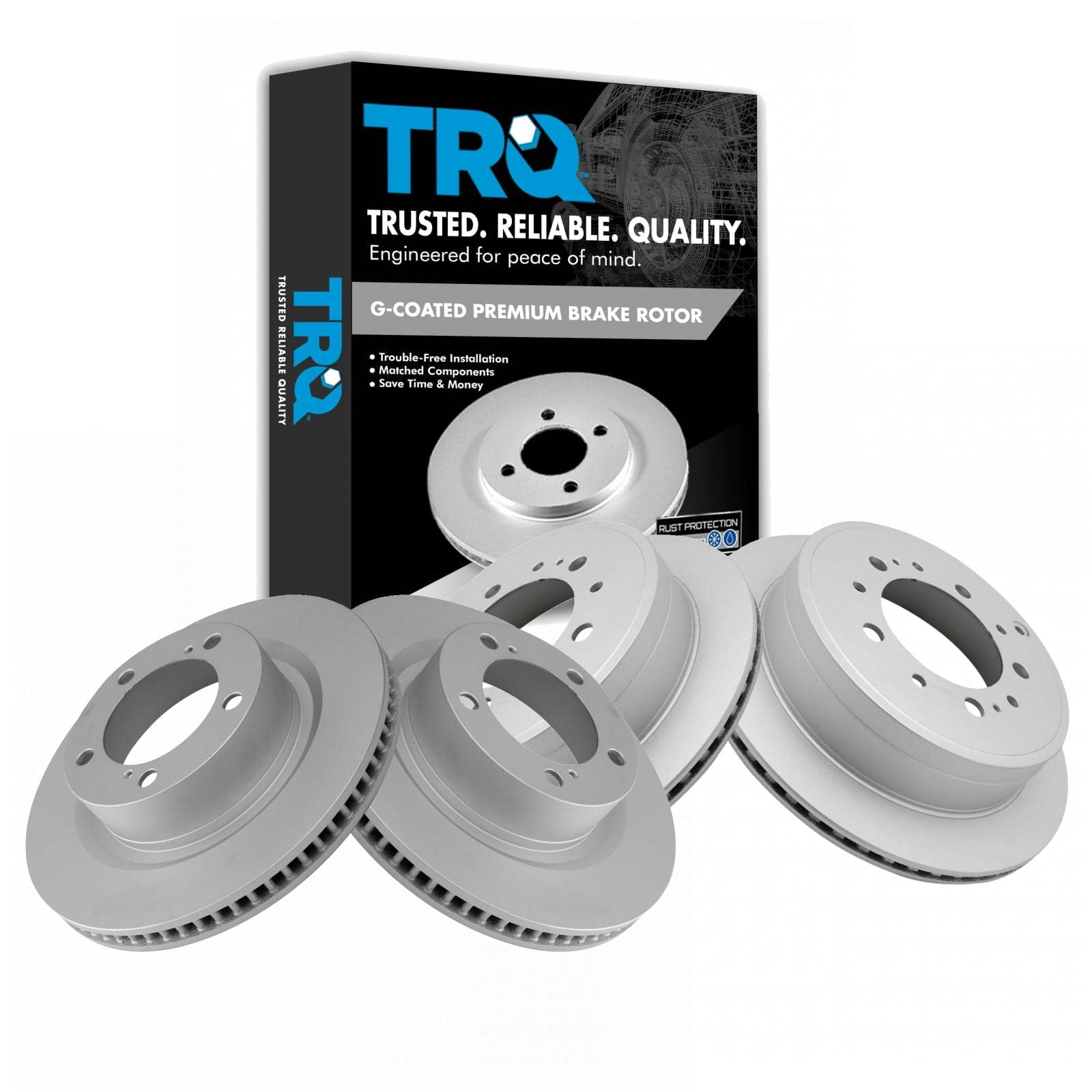 TRQ Front and Rear Brake Rotors Set Premium G-Coated Fits Select 2016 ...