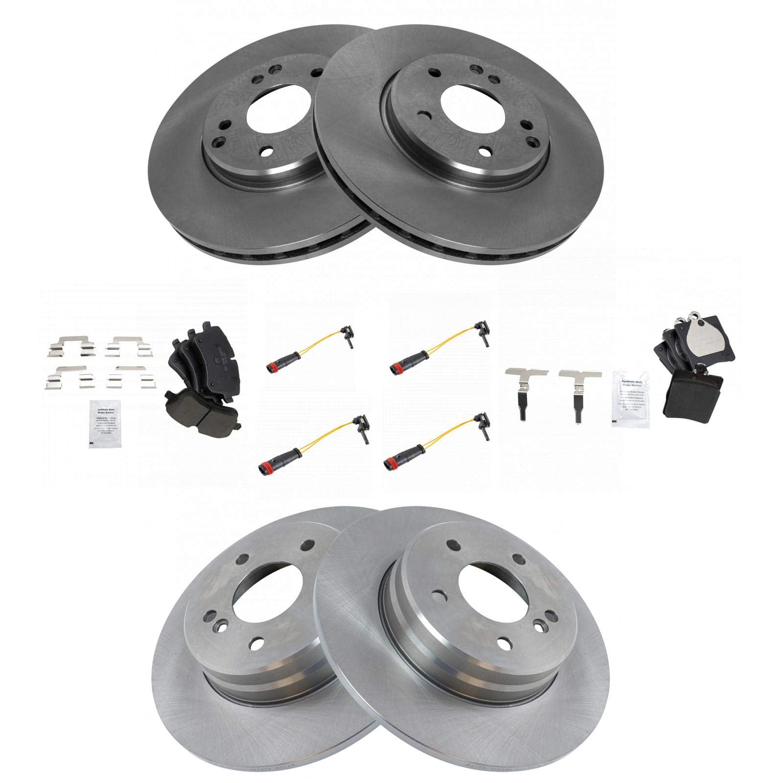 TRQ Front and Rear Brake Pad & Rotor Kit Brake Pad Wear Sensor Brake ...