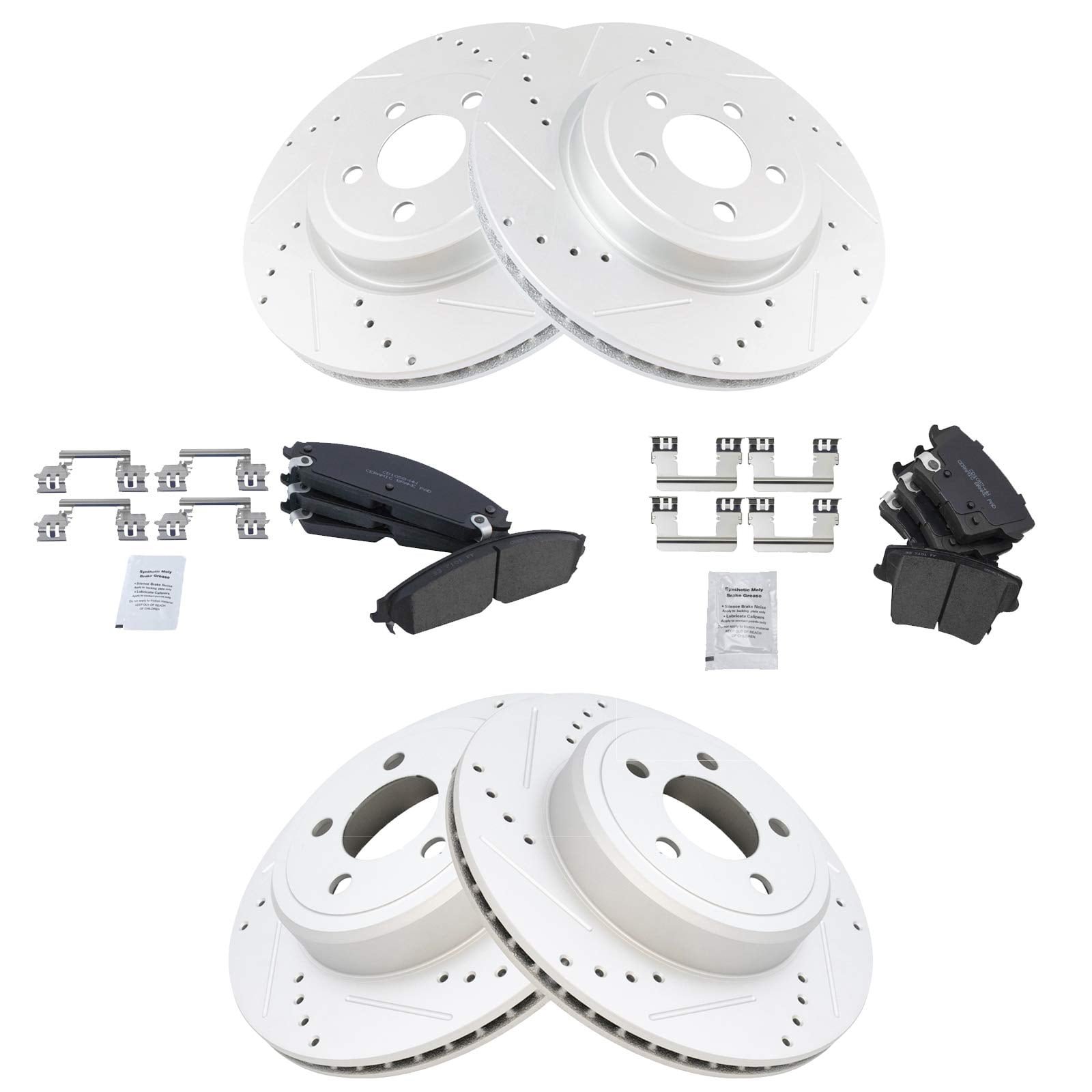 TRQ Front Rear Brake Pads & Rotors For Chrysler 300 Challenger Charger ...