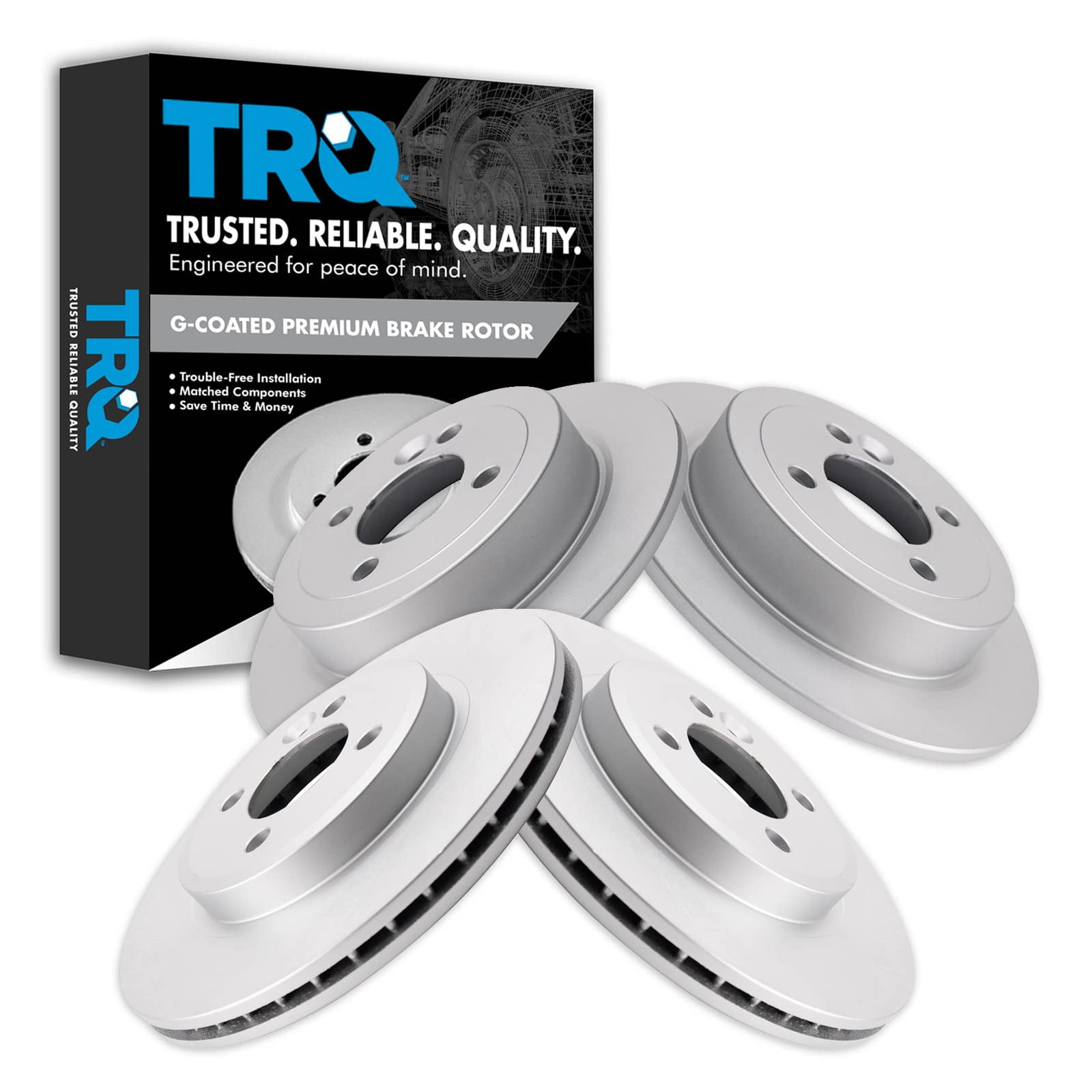 TRQ Front and Rear Brake Rotors Set Premium G-Coated Fits Select 2002 ...