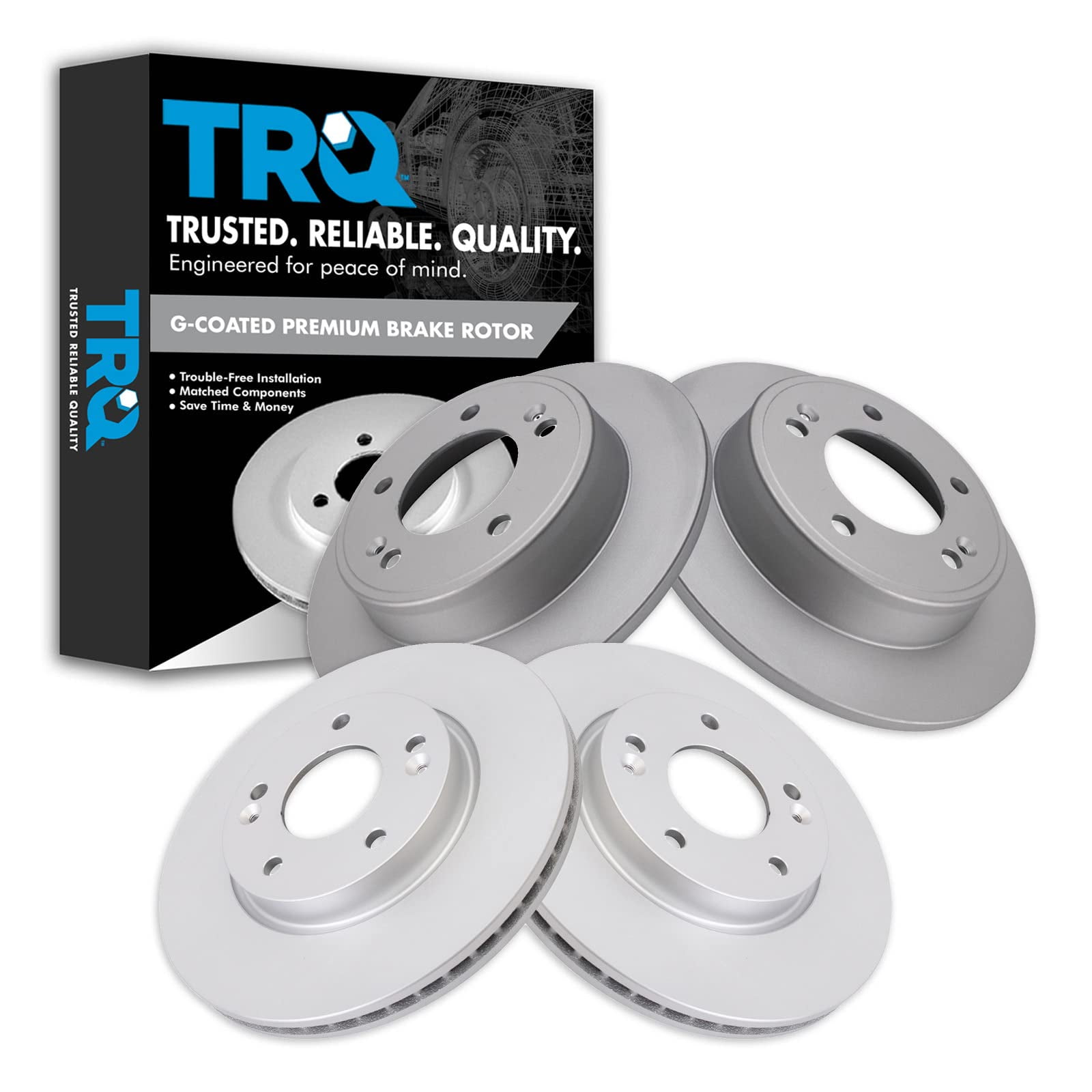 TRQ Front & Rear Disc Brake Coated Rotor Kit Fits Select Elantra ...