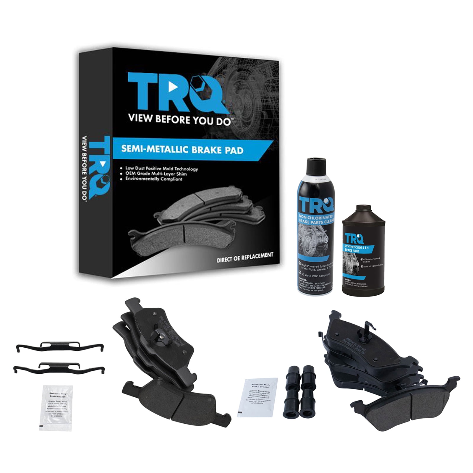 TRQ Front & Rear Metallic Brake Pad Kit w/Fluids for Grand Caravan BFA15248 - Walmart.com