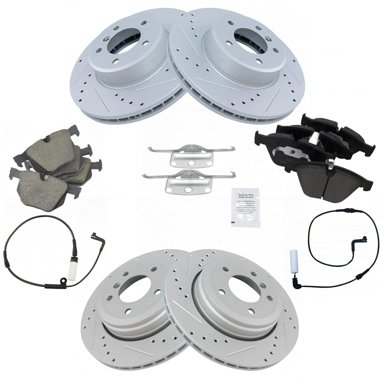 TRQ Front and Rear Performance Brake Pad & Rotor Kit Brake Pad Wear ...