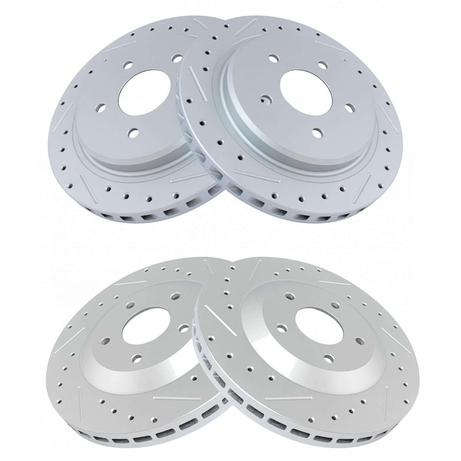 TRQ Front & Rear Performance Brake Rotors Set Vented Premium G-Coated ...