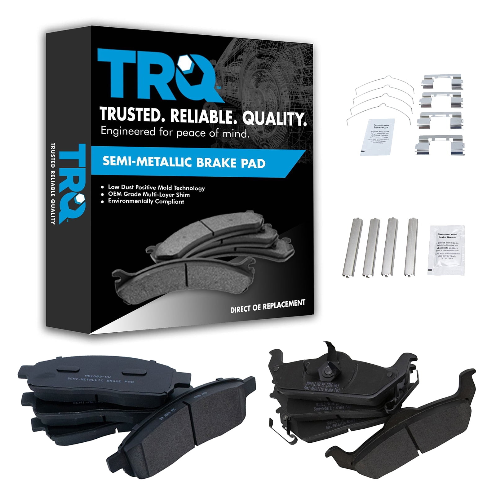 TRQ Front & Rear Posi Metallic Brake Pad Kit for Ford F150 Lincoln Mark ...